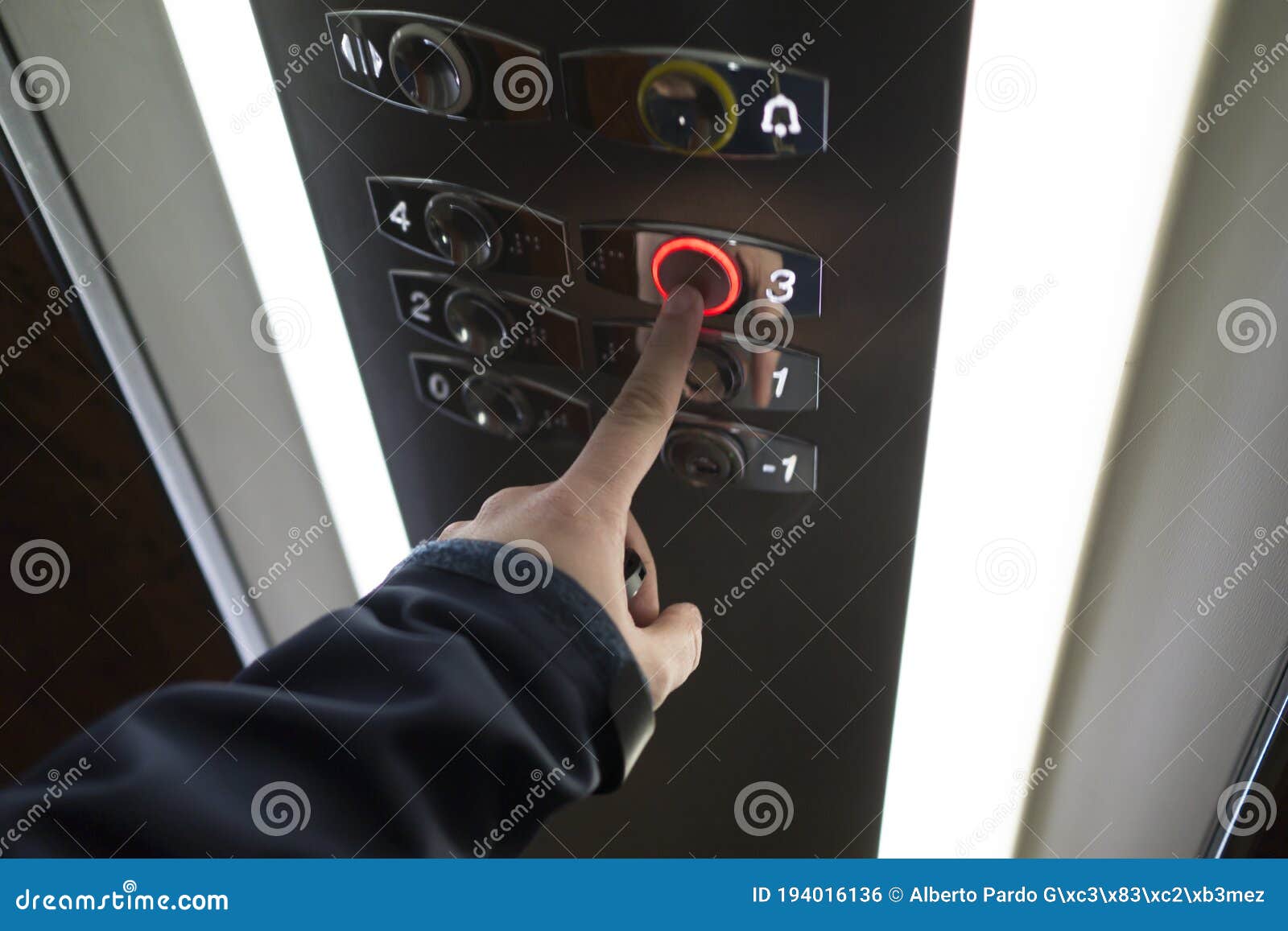 Man Hand Pressing Button on Elevator Stock Photo - Image of business ...