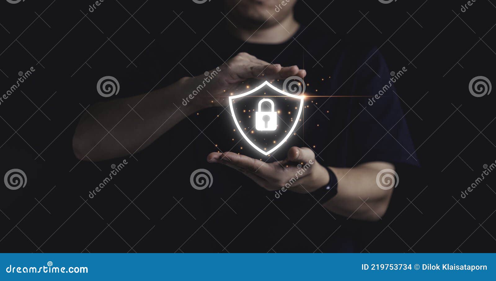 Man Hand Protect Virtual Key Lock for Data Security Information and ...