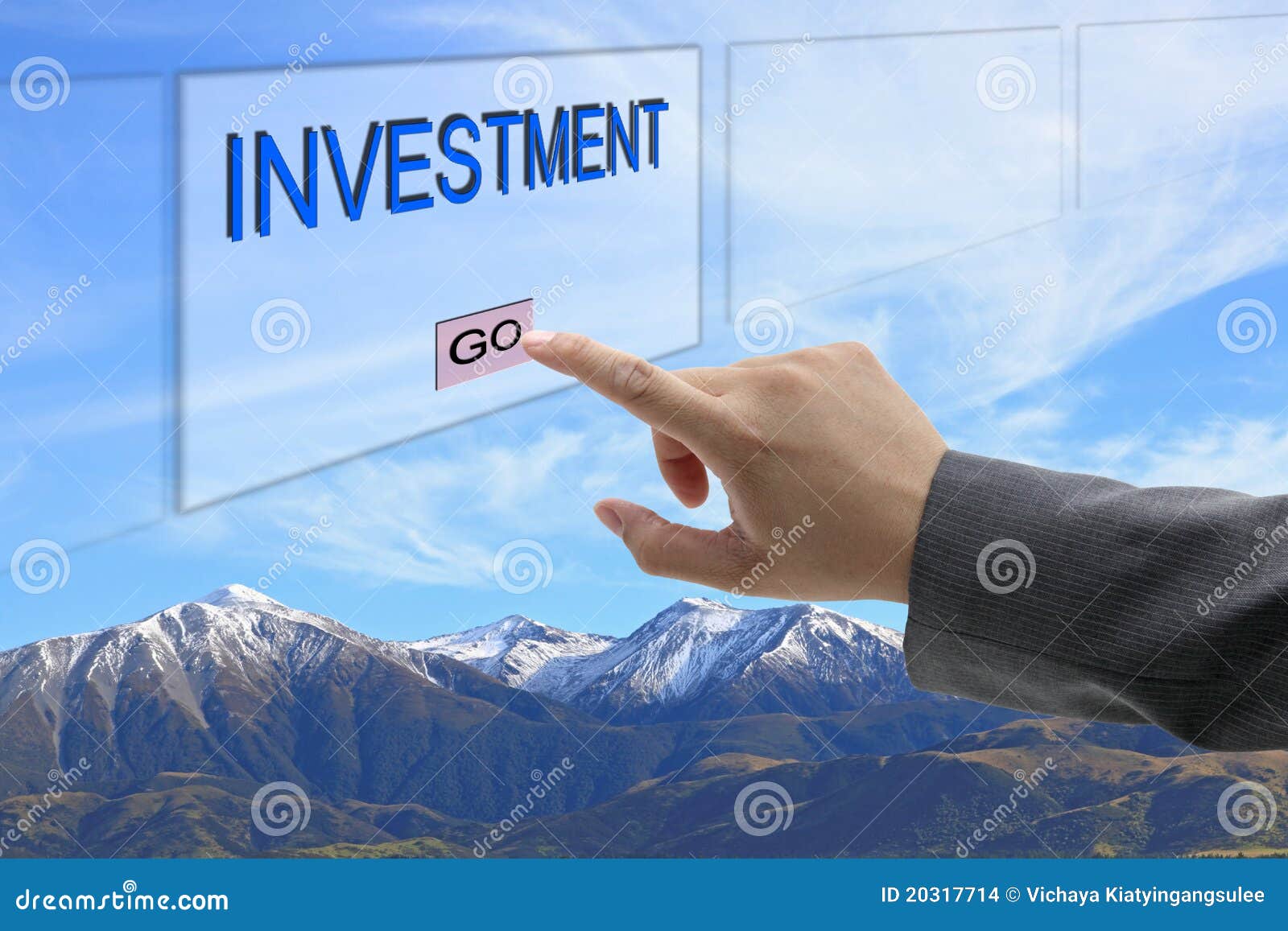 Man hand push Investment stock photo. Image of isolated - 20317714