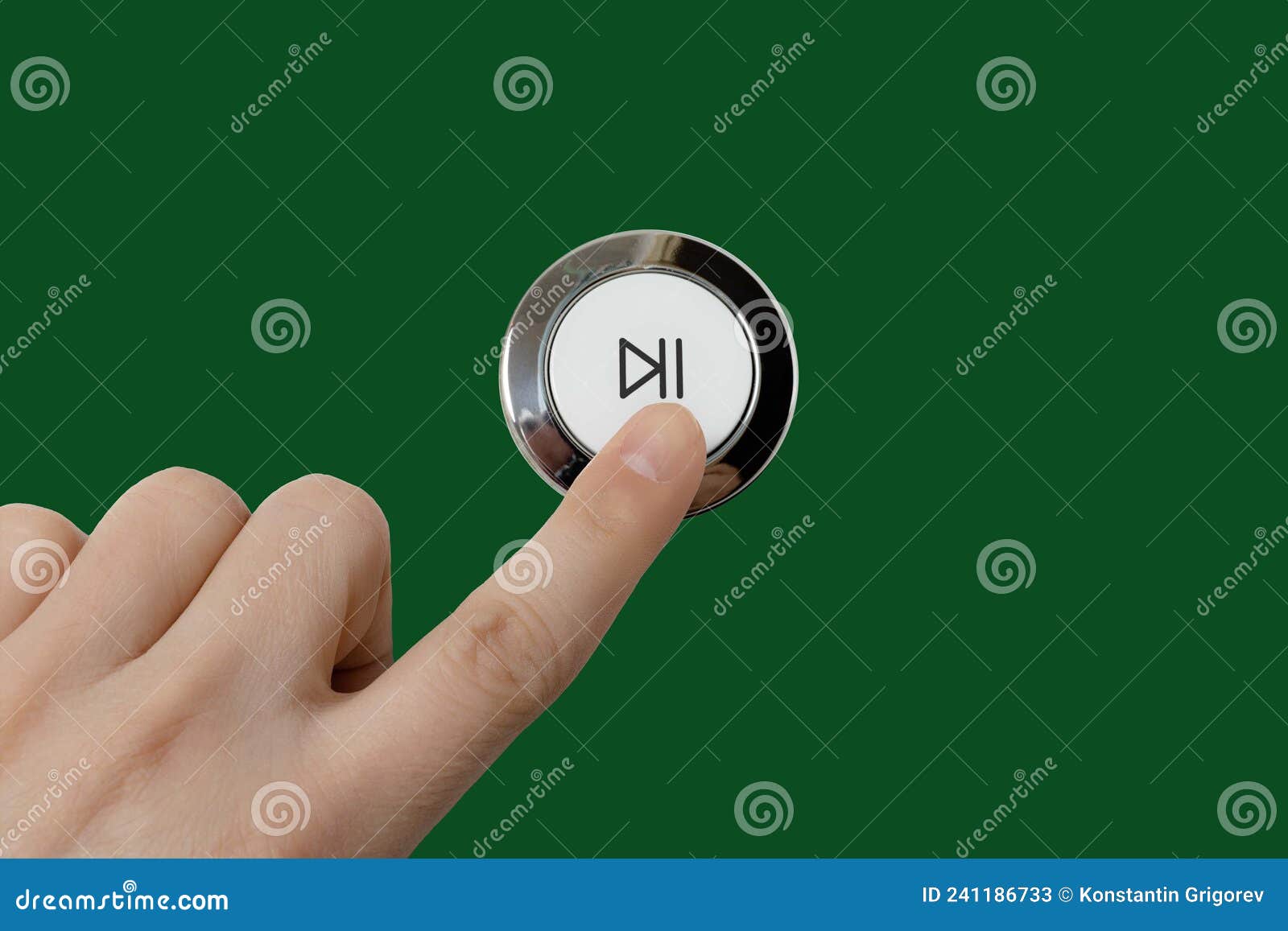 Man Hand Push Start Pause Button. Finger Touch Play Stop Button ...