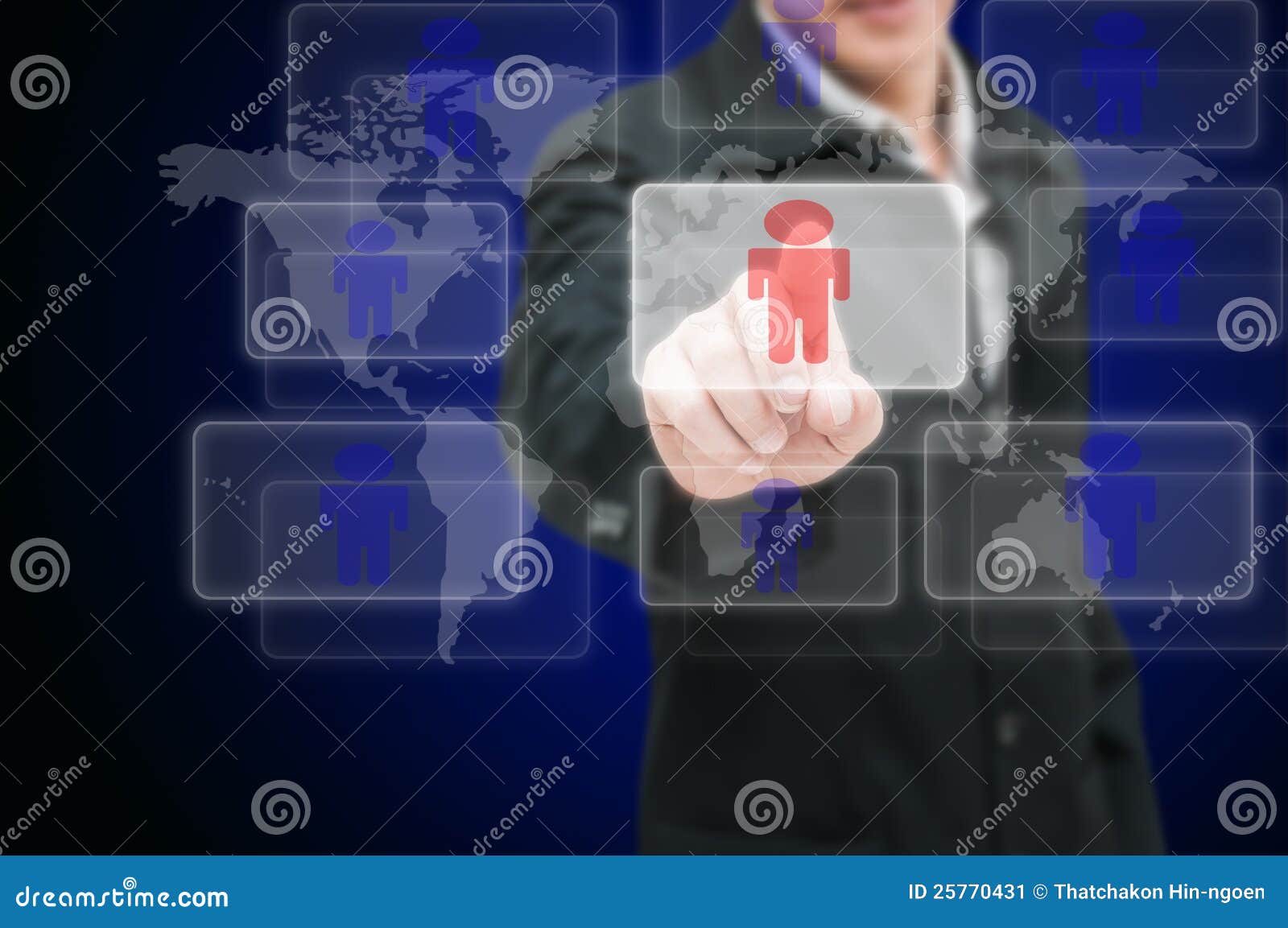 Man Hand Push on Technology Virtual Touch Stock Image - Image of green ...
