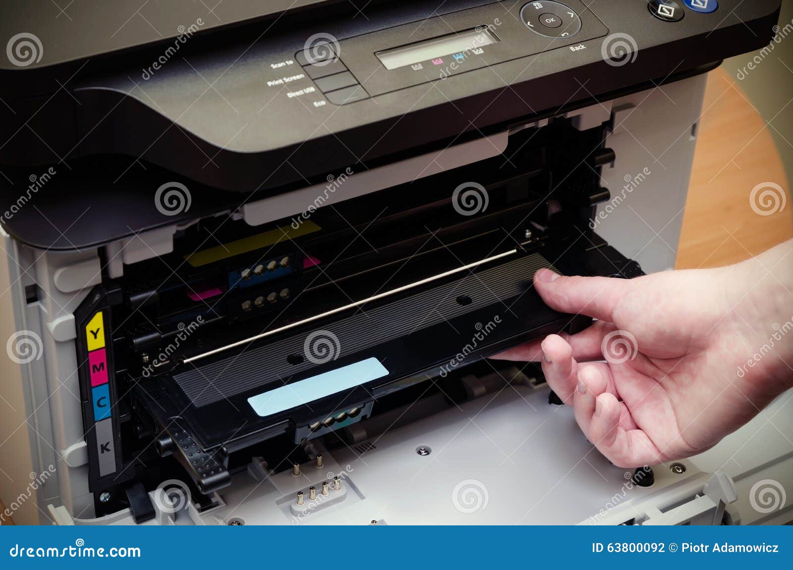 Man Hand Puts Toner in the Printer Stock Photo - Image of industry ...