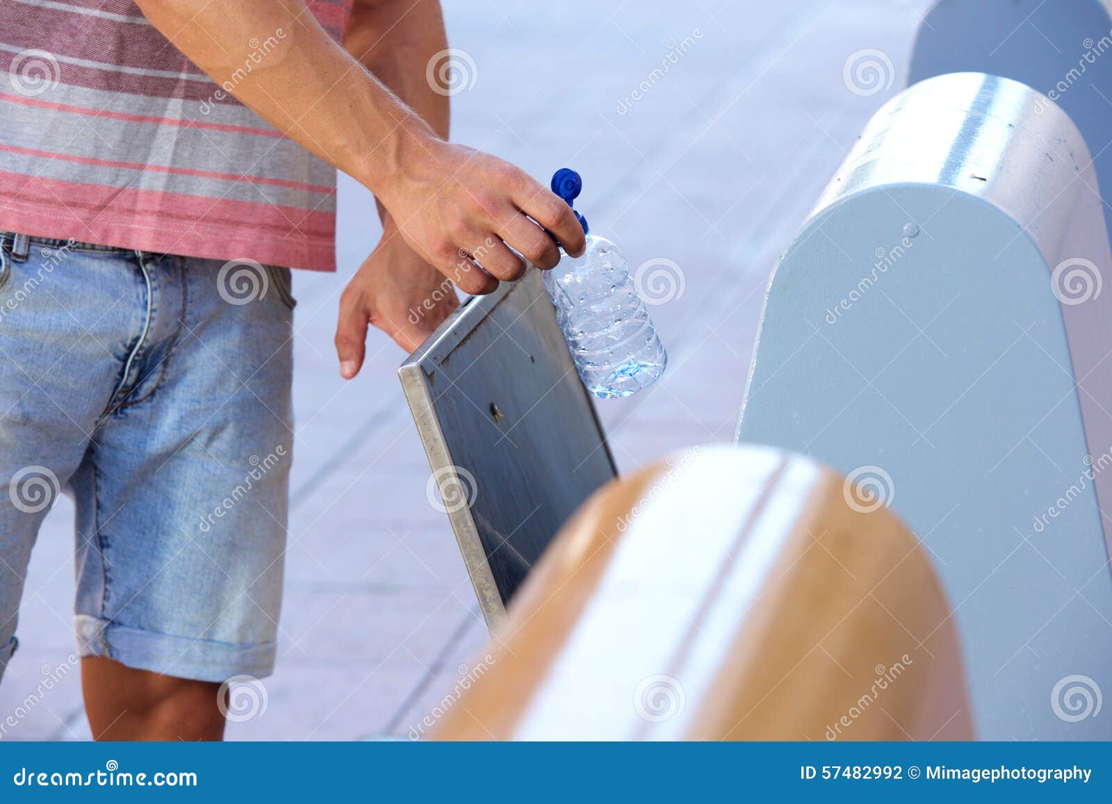 Man Hand Putting Plastic Bottle in Recycling Bin Stock Photo - Image of ...