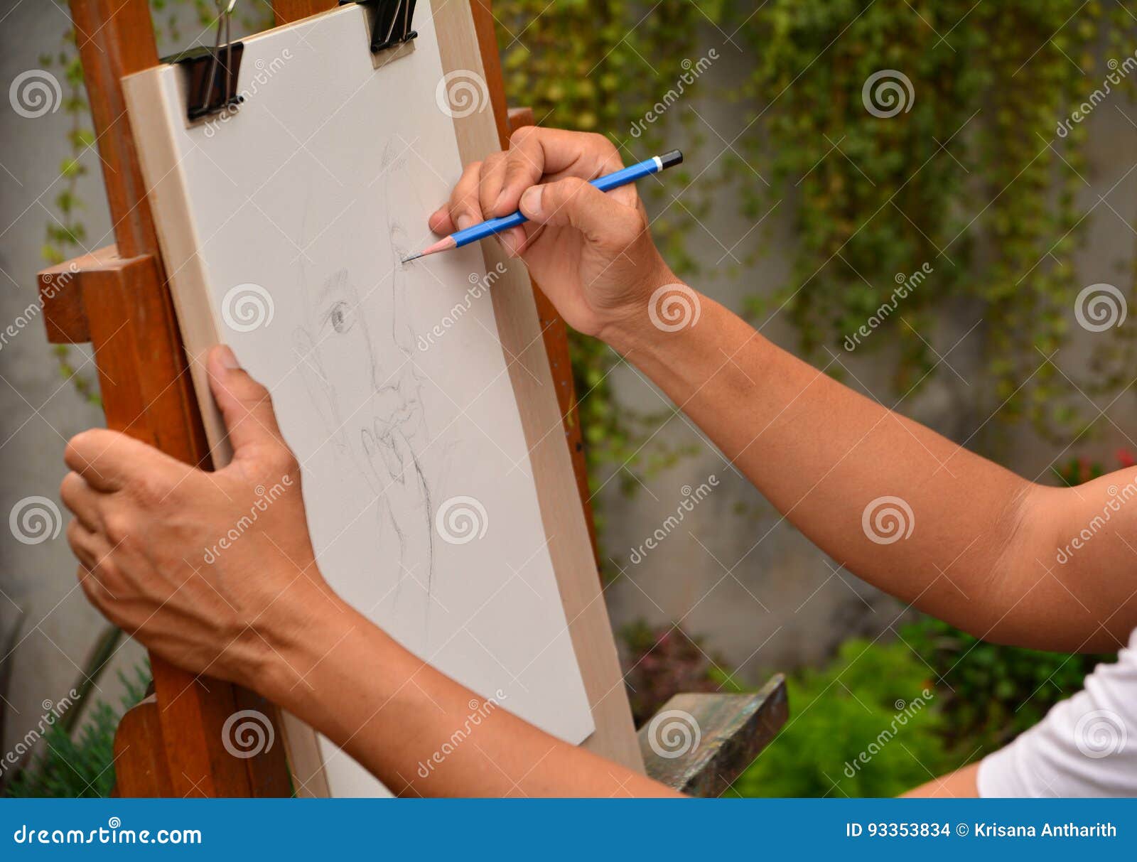 Man Hand is Ready for Drawing Stock Photo - Image of pencil, hand: 93353834