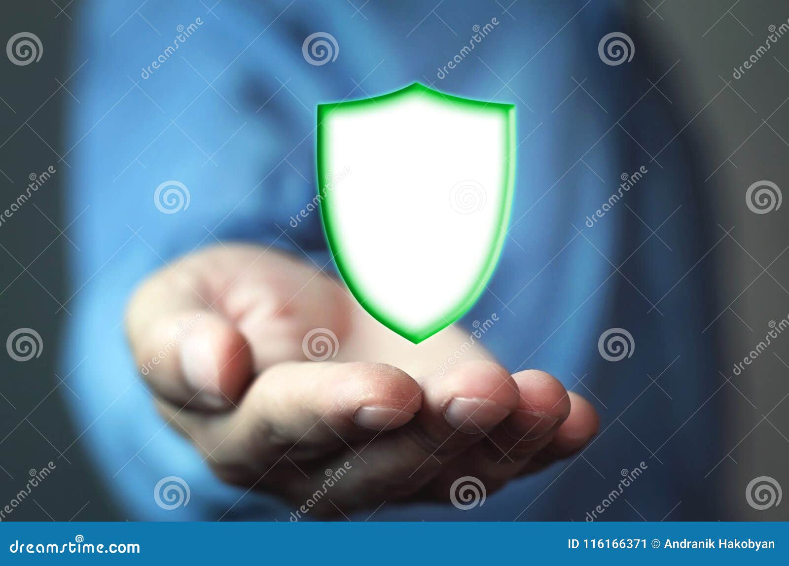 Man Hand with Shield Security Sign. Stock Image - Image of digital ...