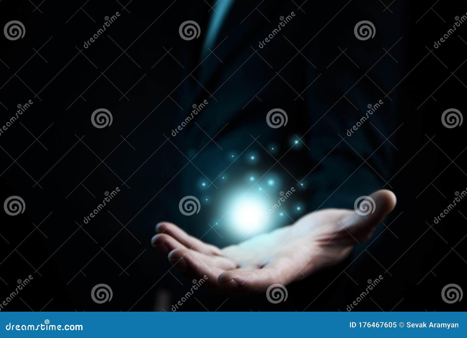 Man Hand Showing Color Magic Stars Light Stock Image - Image of magic ...