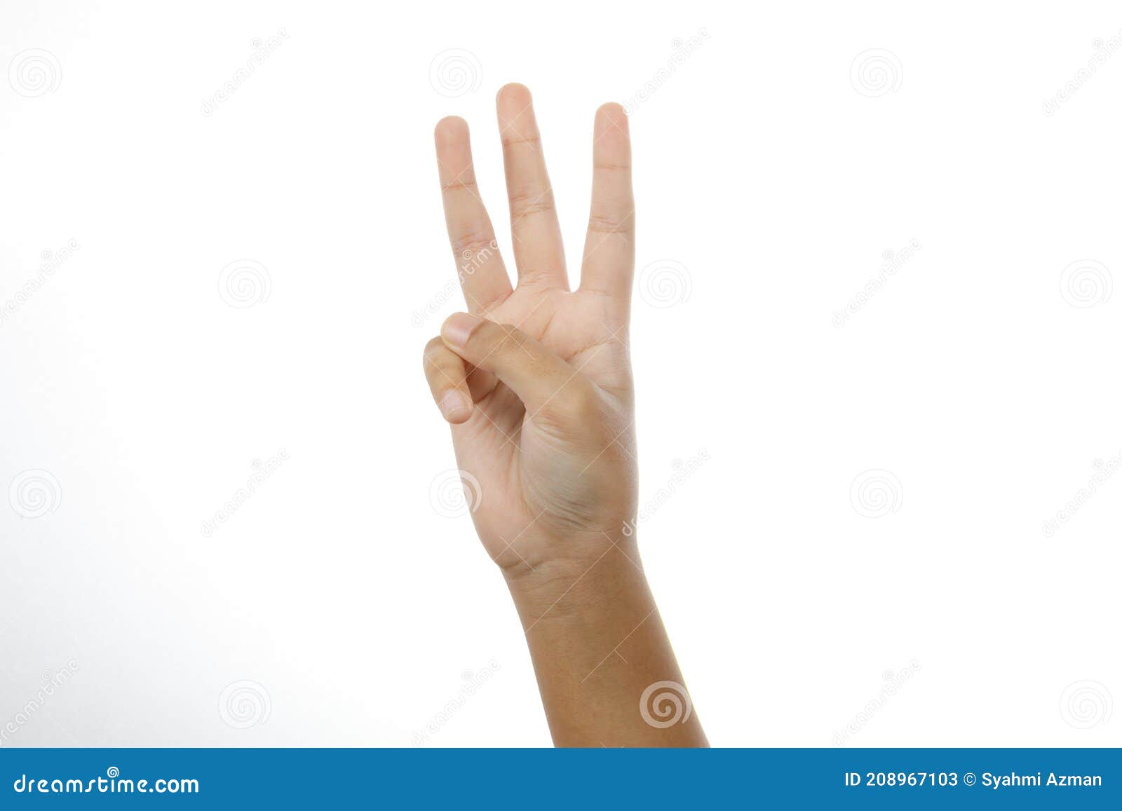Man Hand Showing Three Sign Stock Image - Image of sign, hand: 208967103