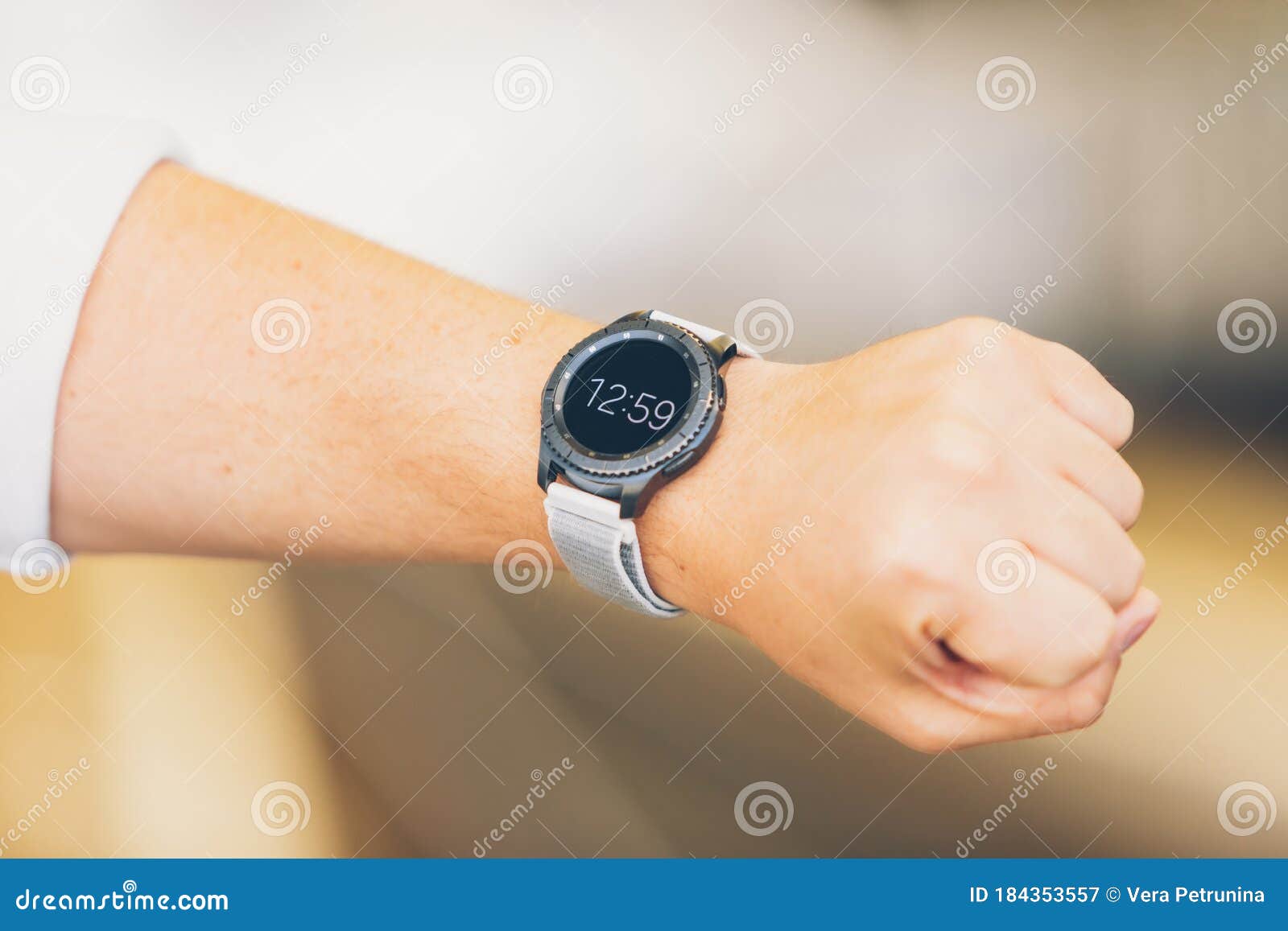 Man Hand with Smart Watch on Wrist Stock Image - Image of gadget, clock ...