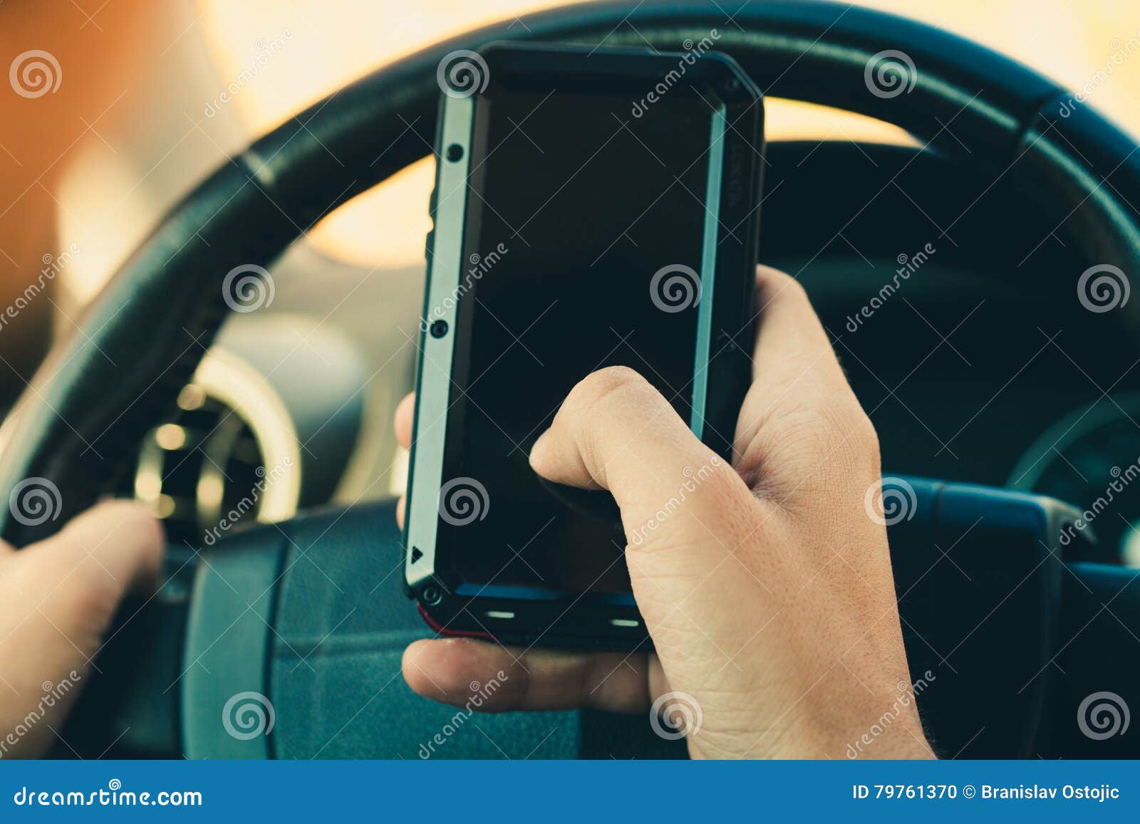 Man Hand with Smartphone in Car Stock Photo - Image of closeup, hand ...