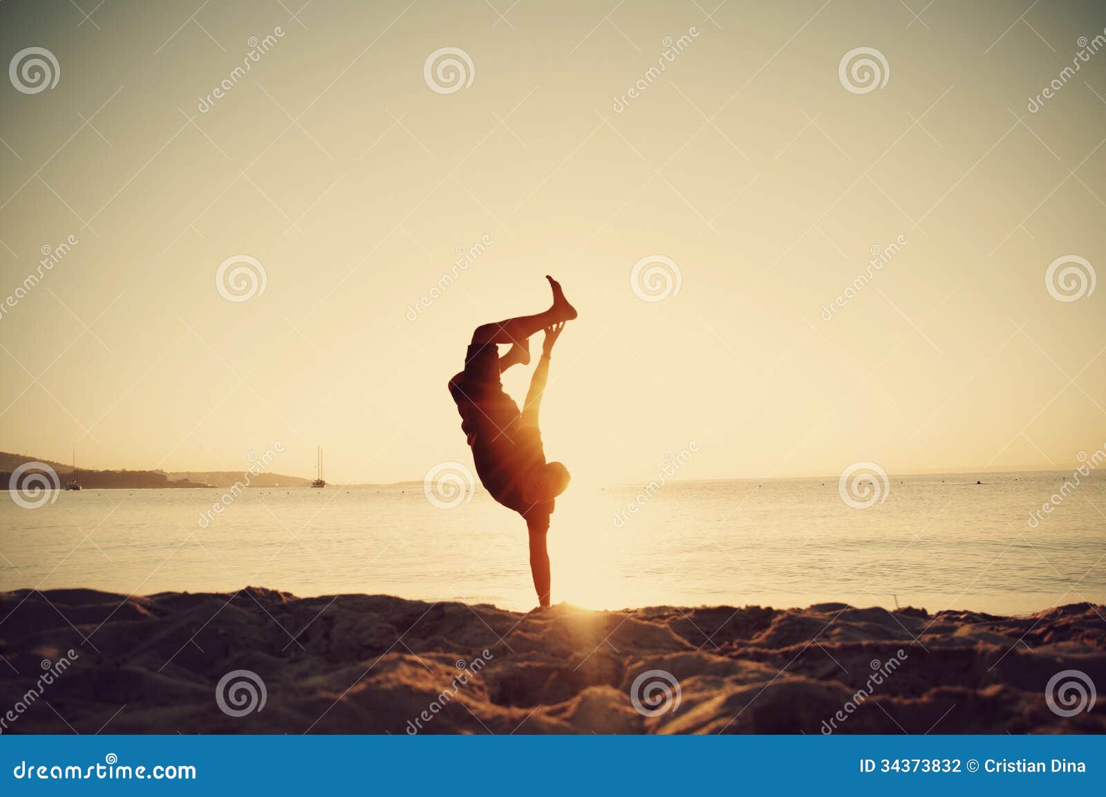 Man Hand Standing on the Beach Stock Photo - Image of evening, holiday ...