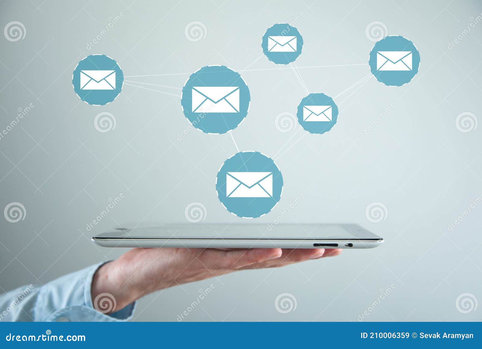 Man Hand Tablet with Message Sign in Screen Stock Illustration ...