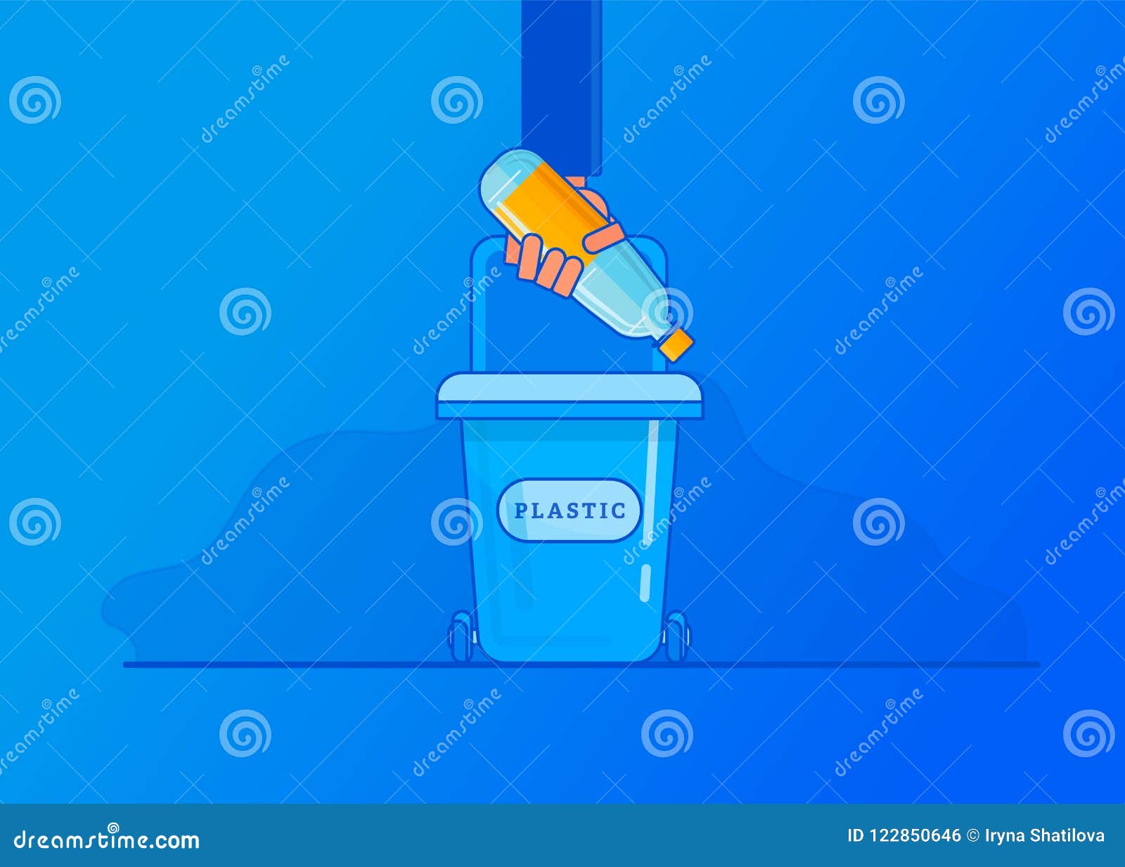 Man Hand Throws Garbage in Trash. Stock Vector - Illustration of ...