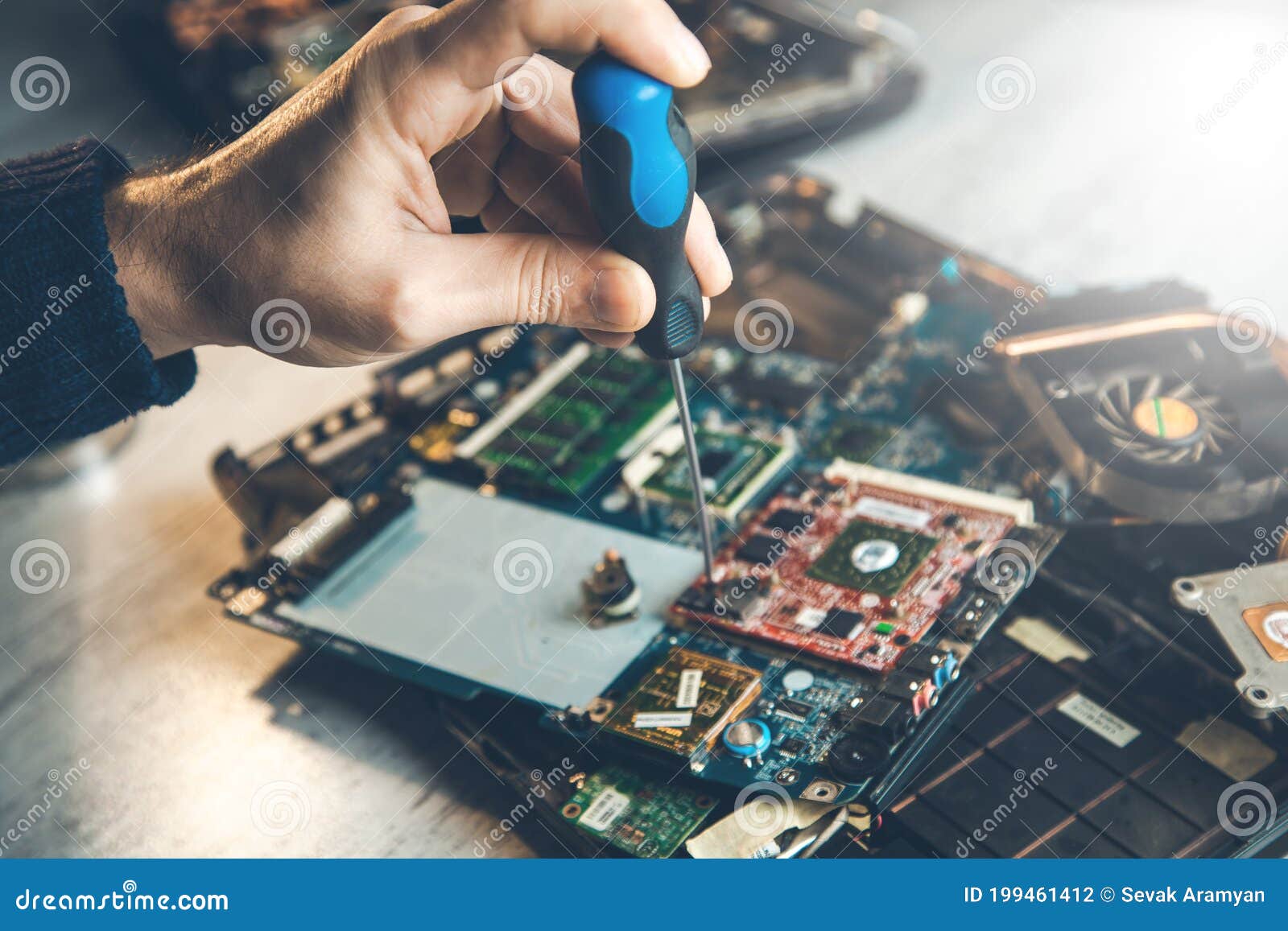 Man hand processor stock photo. Image of component, computer - 199461412
