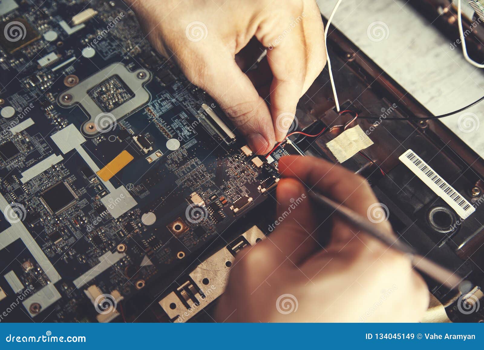 Man Hand Laptop Disassembling Stock Image - Image of technology, board ...