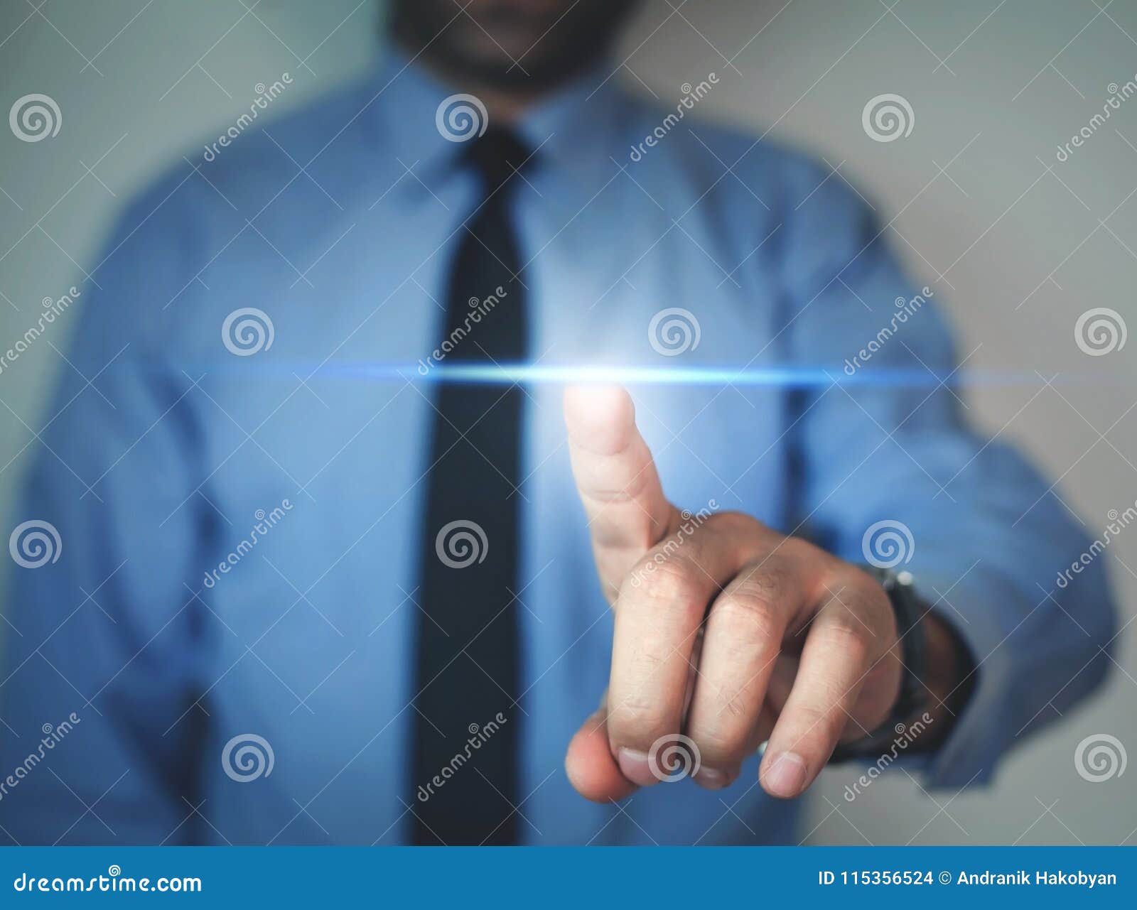 Man Hand Touch on a Blue Light. Stock Photo - Image of virtual, finger ...