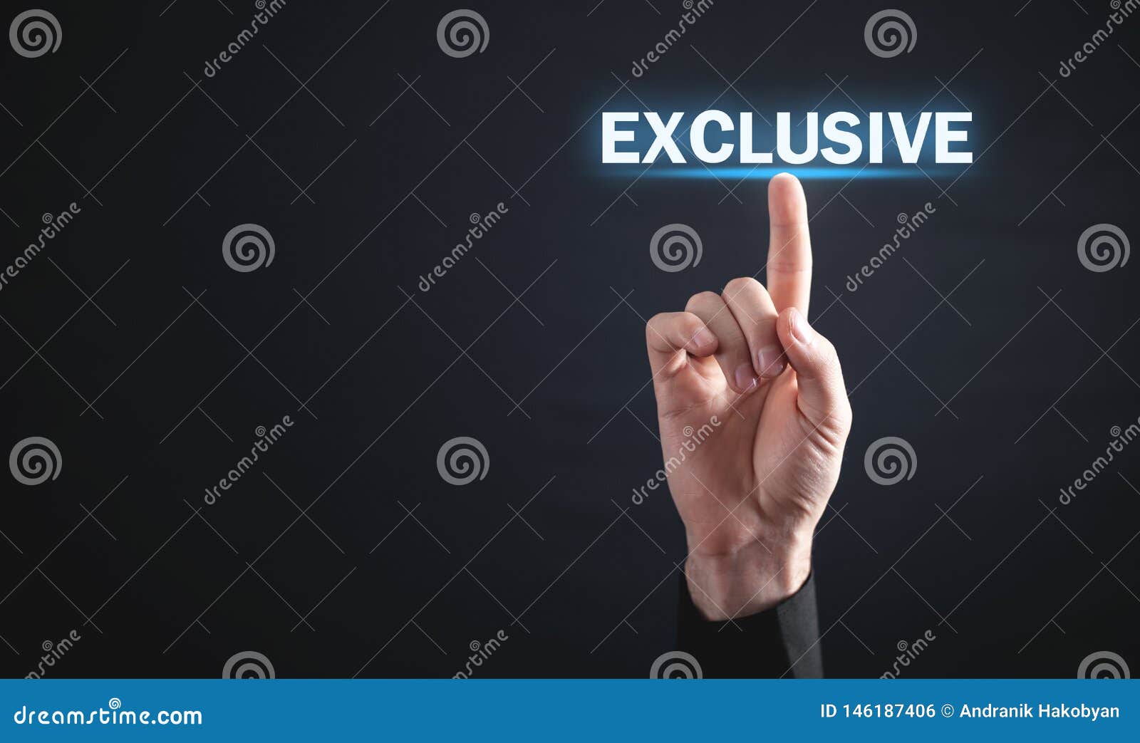 Man Hand Touch in Exclusive Word Stock Photo - Image of hand, symbol ...