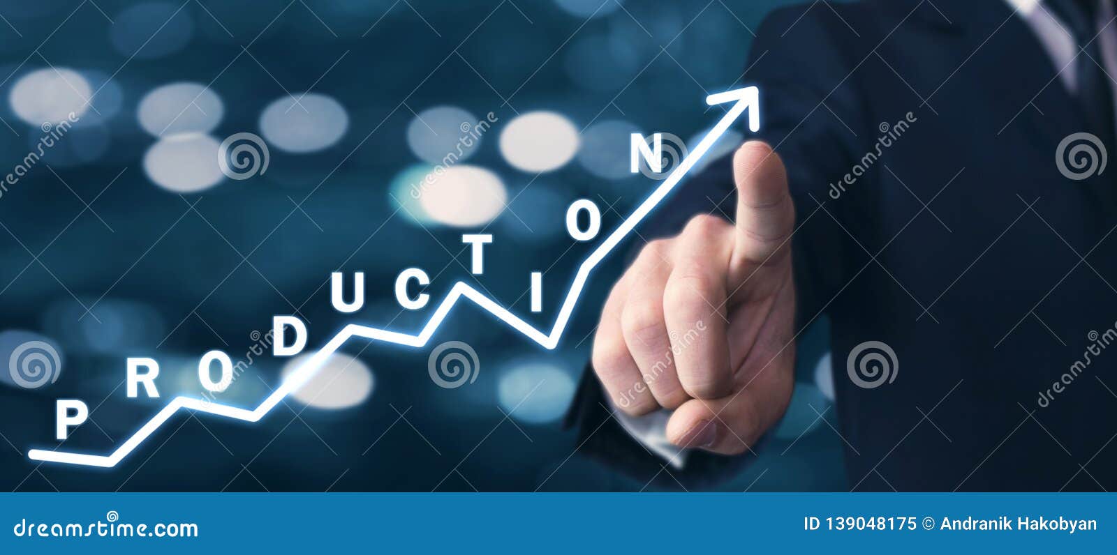 Man Hand Touching Arrow. Improvement Production Stock Image - Image of ...