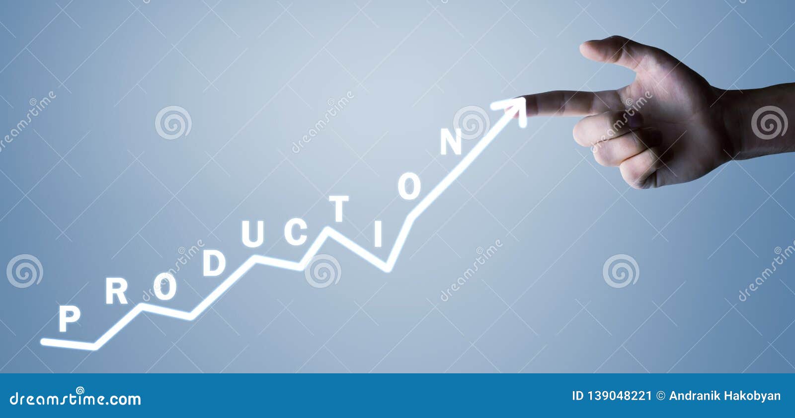 Man Hand Touching Arrow. Improvement Production Stock Image - Image of ...