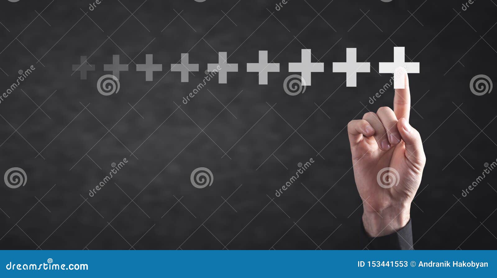Man Hand Touching Plus Sign. Positive, Benefit, Development Stock Image ...
