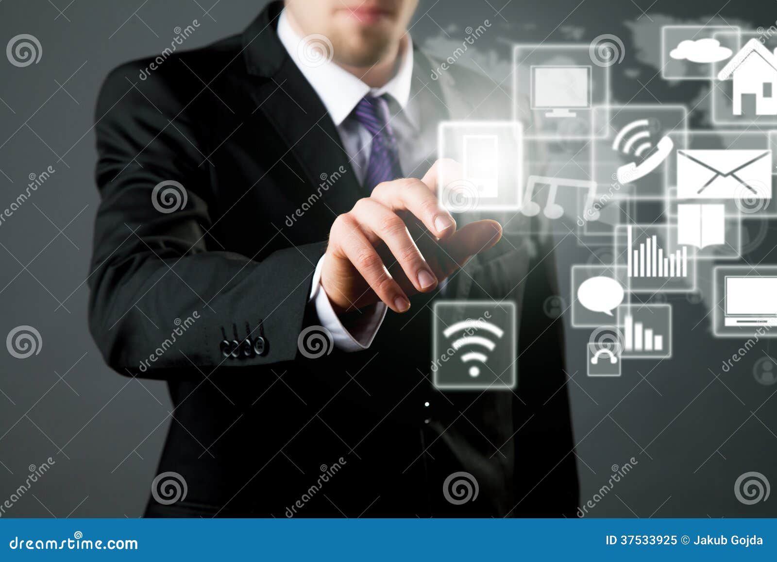 Man Hand Touching the Screen Stock Image - Image of black, equipment ...