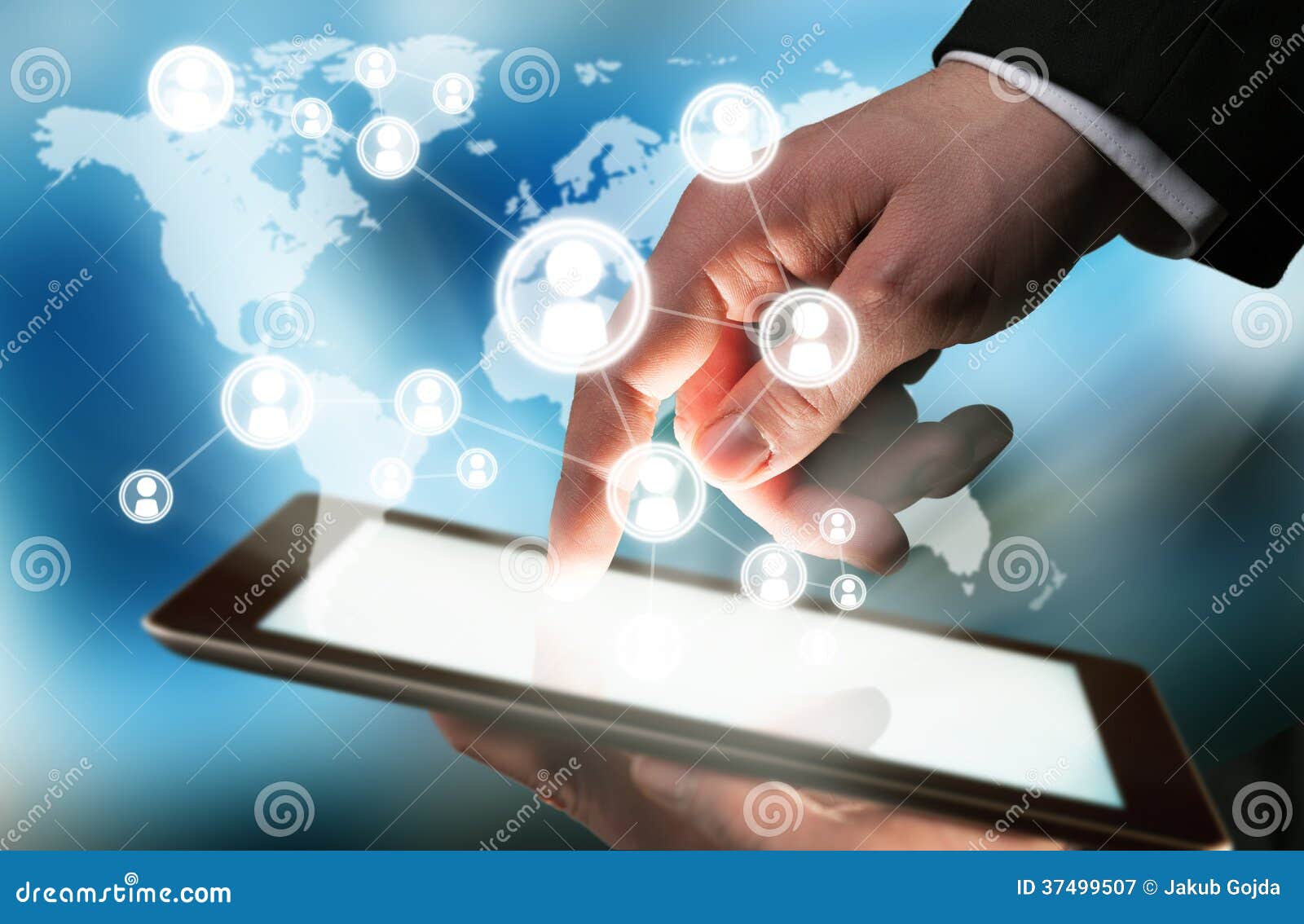 Man Hand Touching the Screen Stock Image - Image of adult, global: 37499507