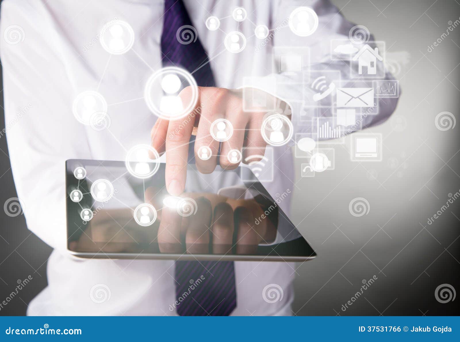 Man Hand Touching the Screen Stock Photo - Image of equipment ...