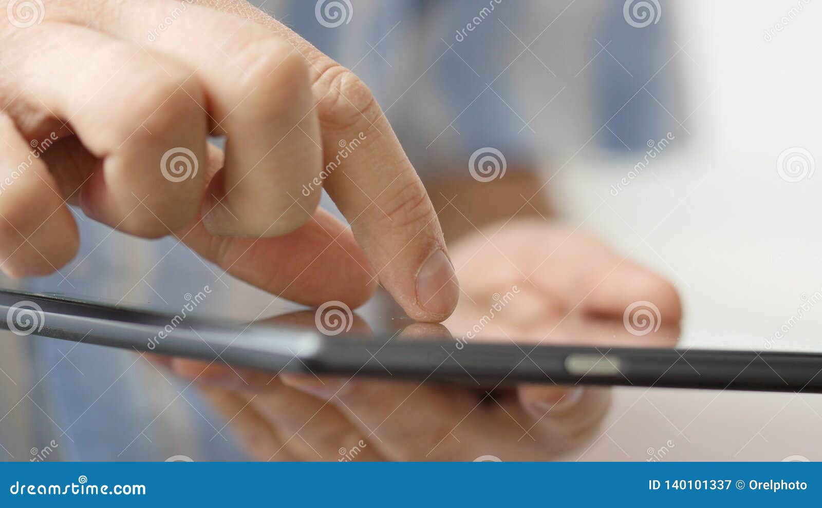 Man Hand Touching Screen on Modern Digital Tablet Pc Stock Image ...
