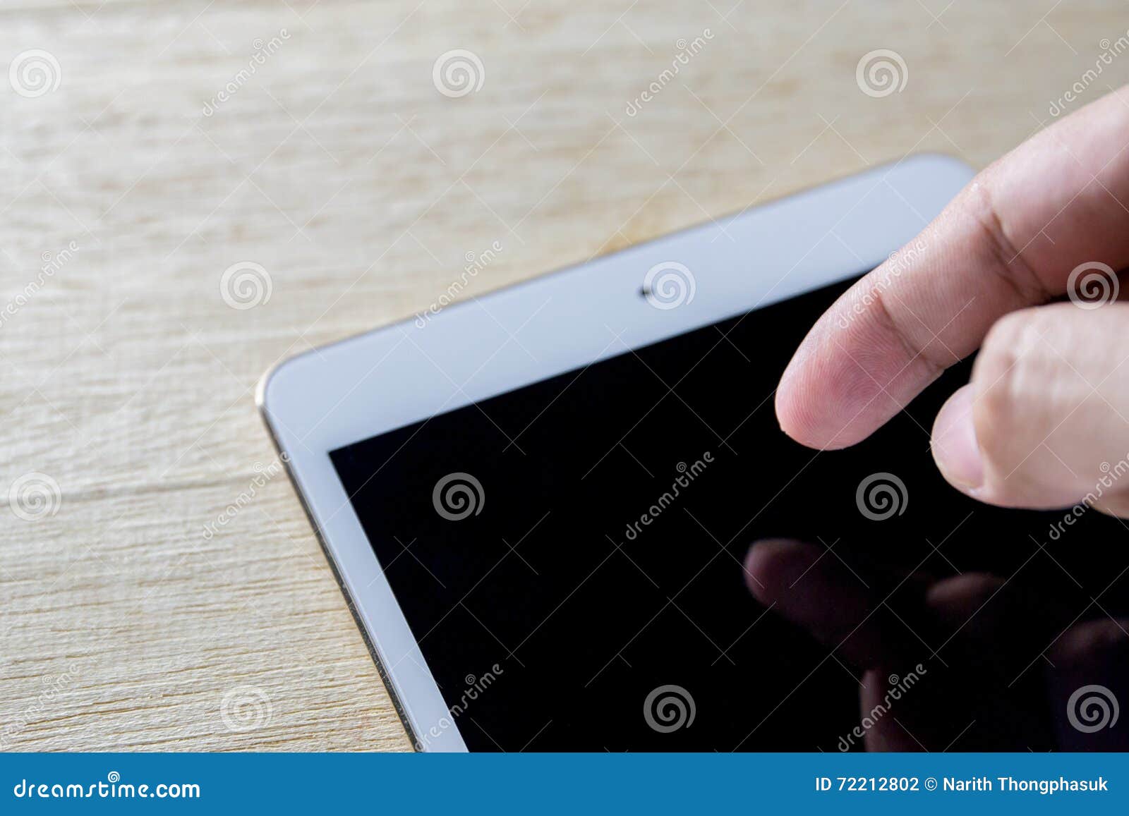 Man Hand Touching Screen on Modern Digital Tablet Pc. Stock Photo ...