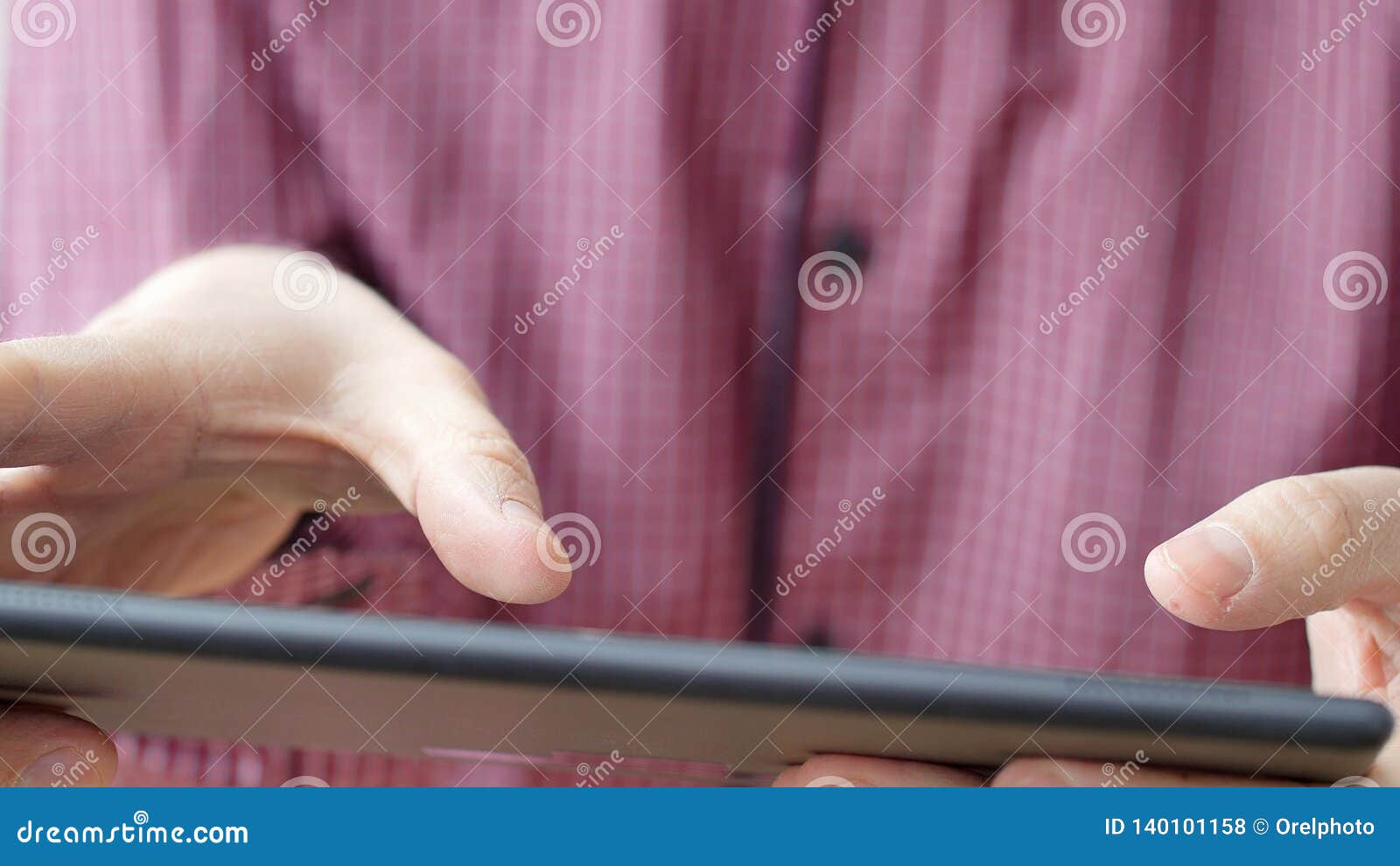 Man Hand Touching Screen on Modern Digital Tablet Pc Stock Photo ...
