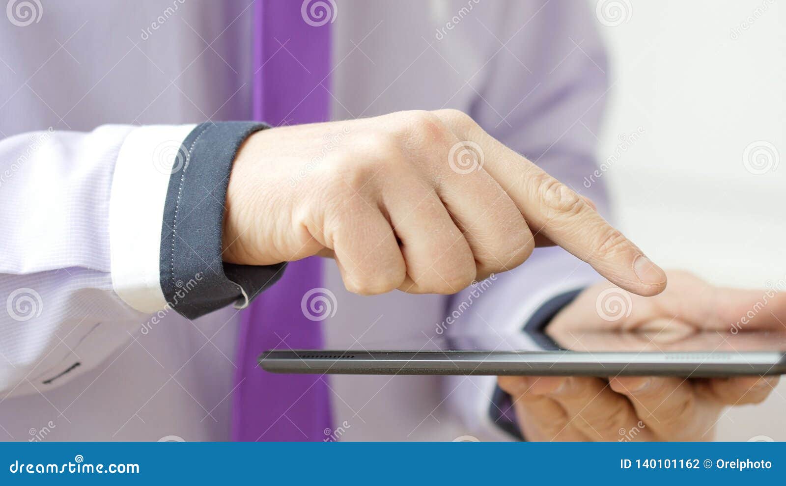 Man Hand Touching Screen on Modern Digital Tablet Pc Stock Photo ...