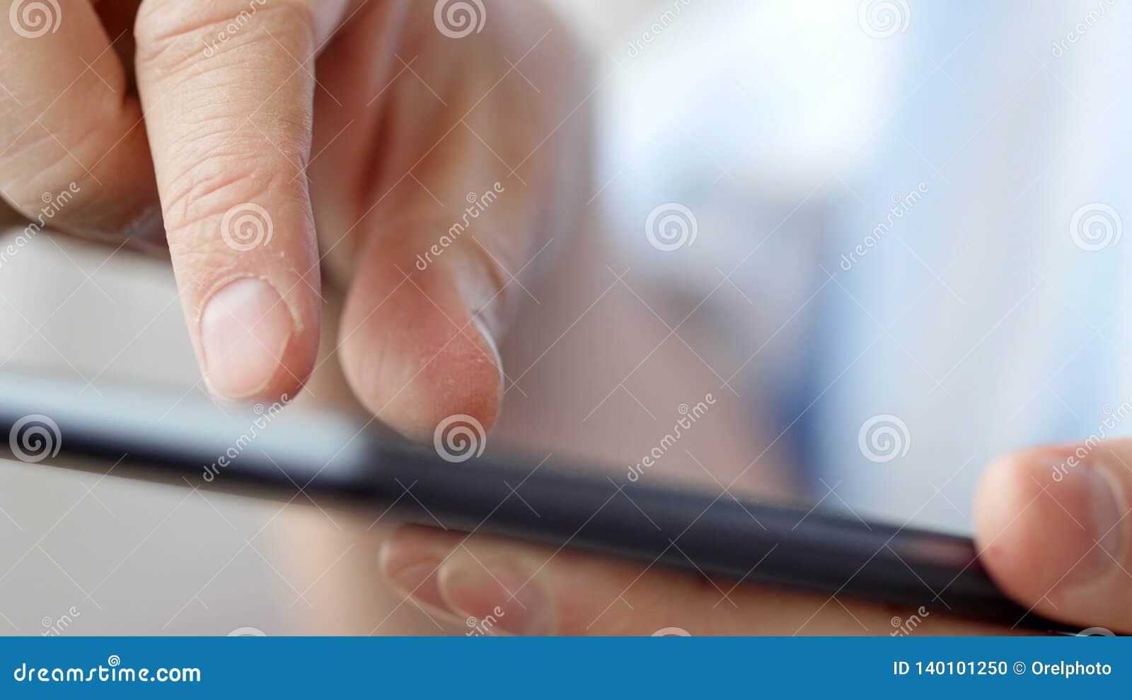 Man Hand Touching Screen on Modern Digital Tablet Pc Stock Photo ...