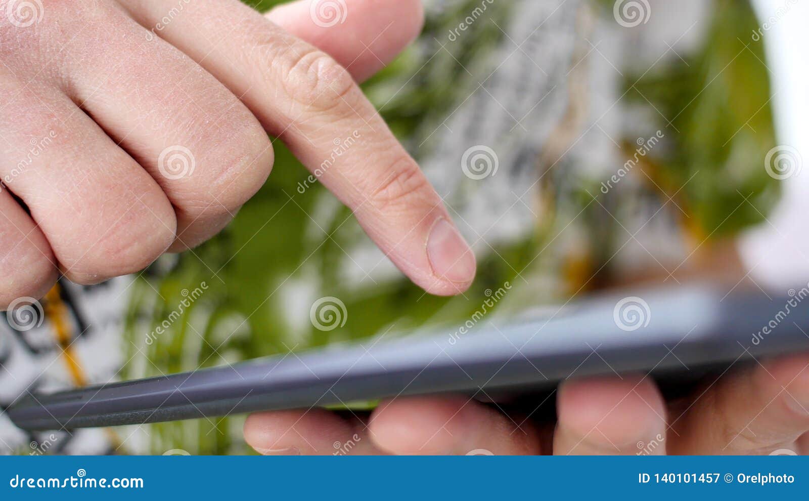 Man Hand Touching Screen on Modern Digital Tablet Pc Stock Image ...