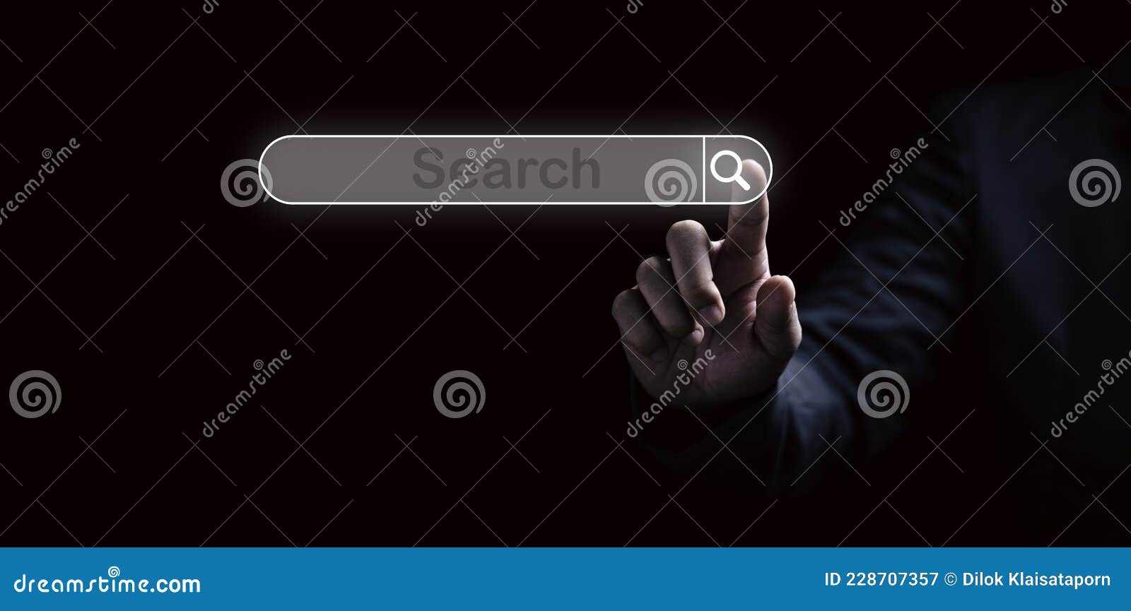 Man Hand Touching To Virtual Screening Searching Icon for Web Search ...