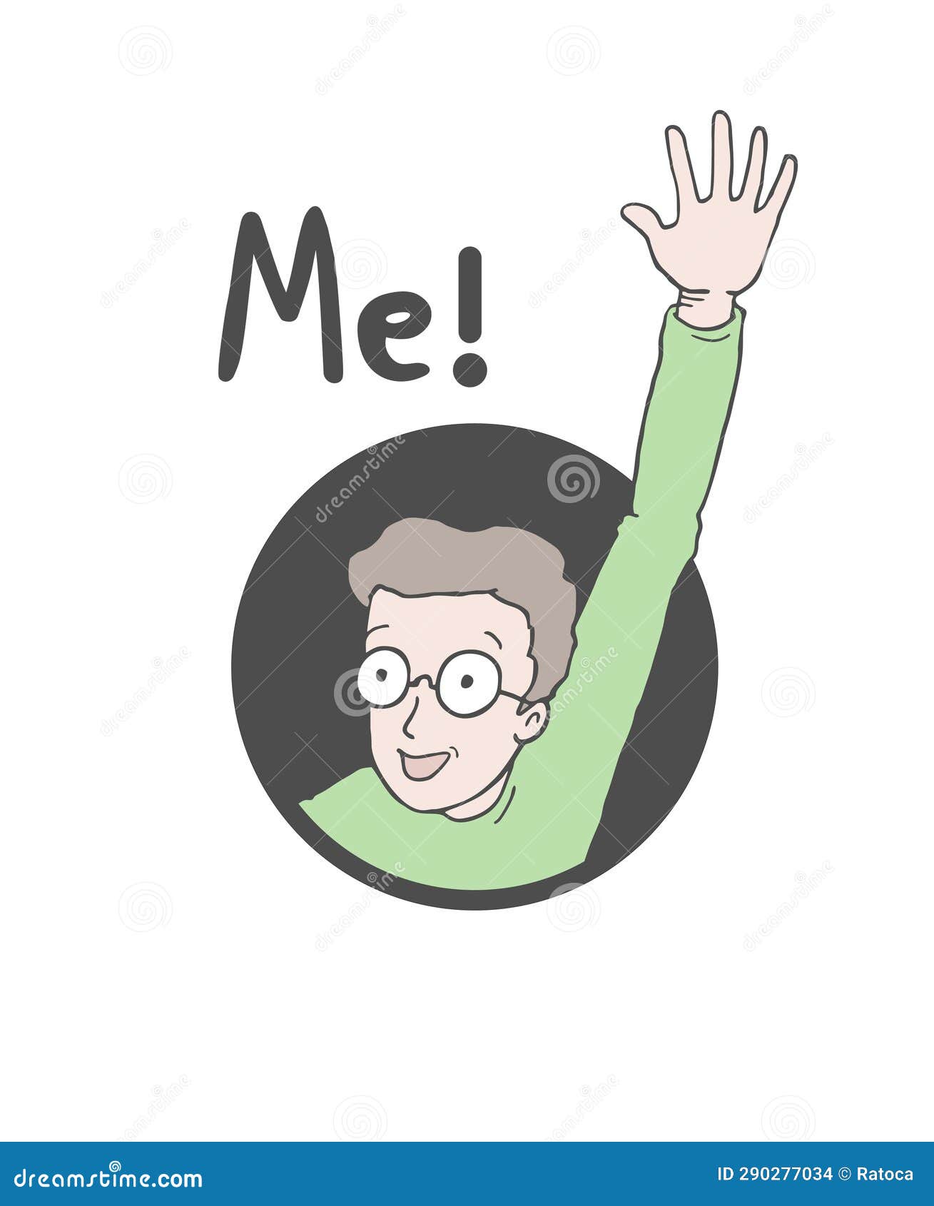 Man with hand up stock vector. Illustration of people - 290277034