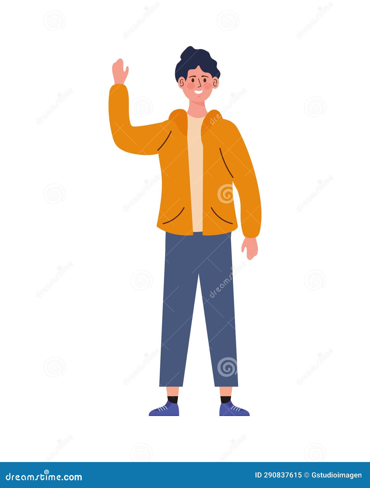 Man with hand up icon stock illustration. Illustration of design ...