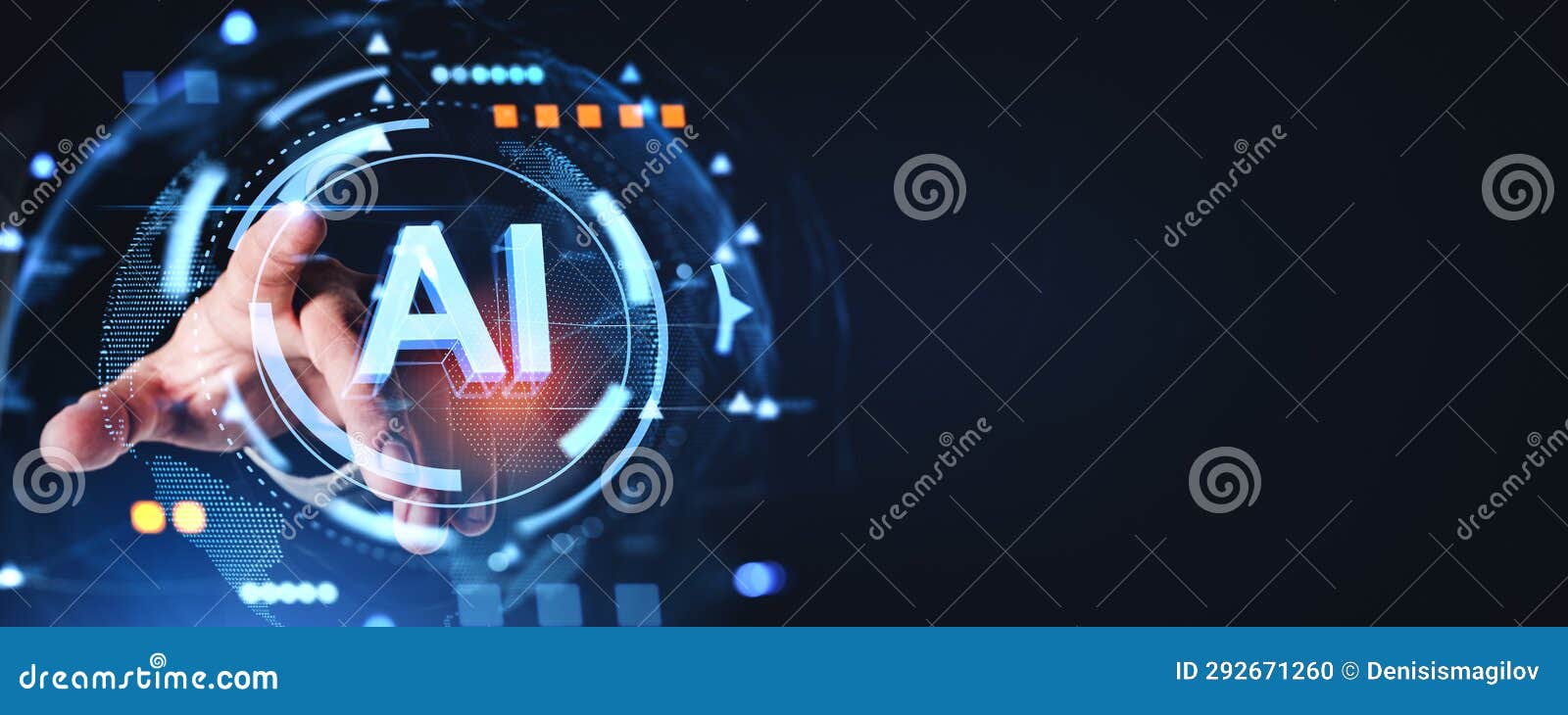 Man Hand Using AI Interface Stock Illustration - Illustration of ...