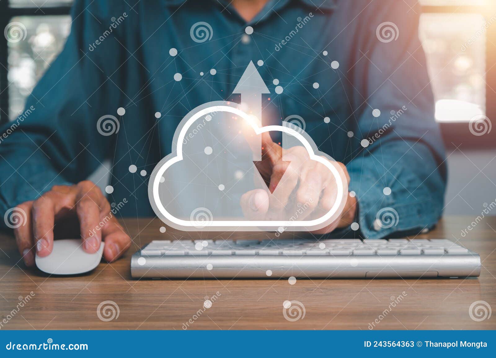 Man Hand Using Computer With Cloud Computing Icon Cloud Computing Concept Stock Image Image