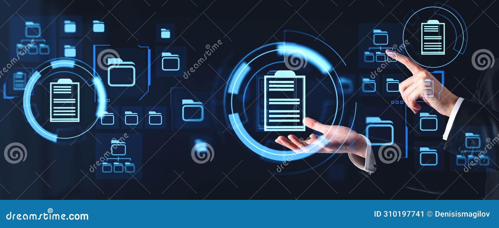 Man Hand Using DMS Interface Stock Image - Image of team, screen: 310197741