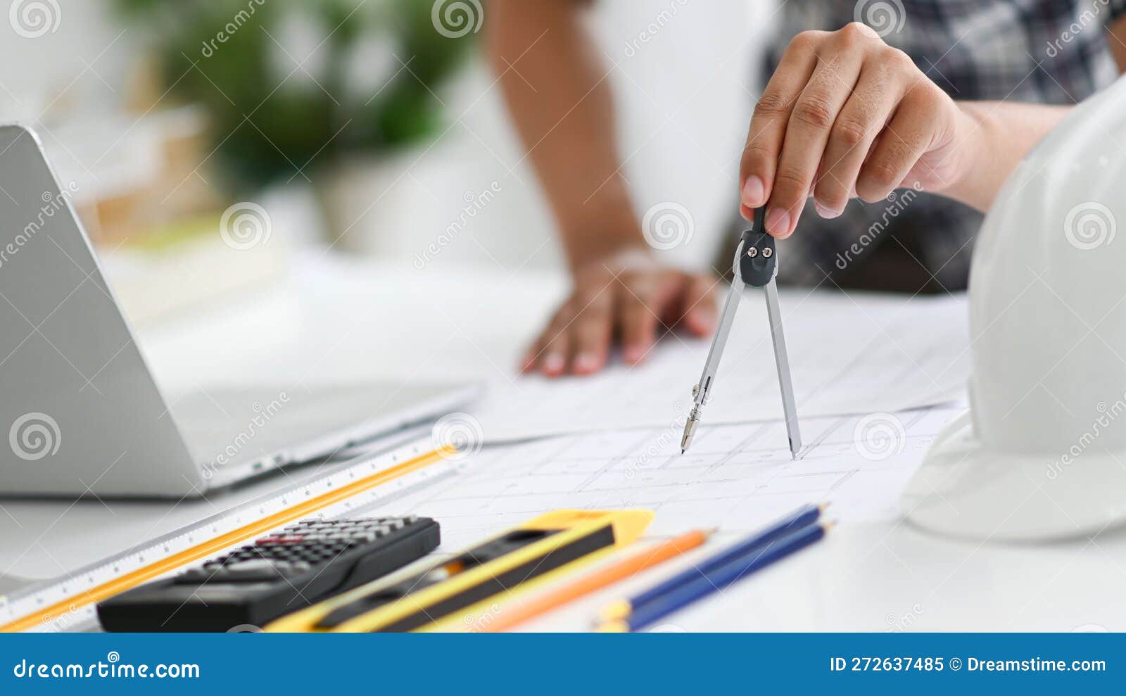 Man Hand is Using a Roundabout To Write on a House Plan, Architect ...