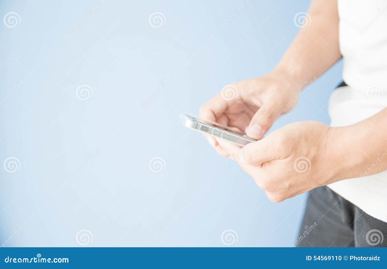 Man hand using smart phone stock photo. Image of office - 54569110