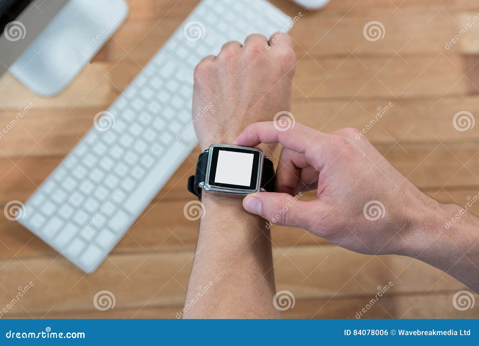 Man hand using smart watch stock photo. Image of leisure - 84078006