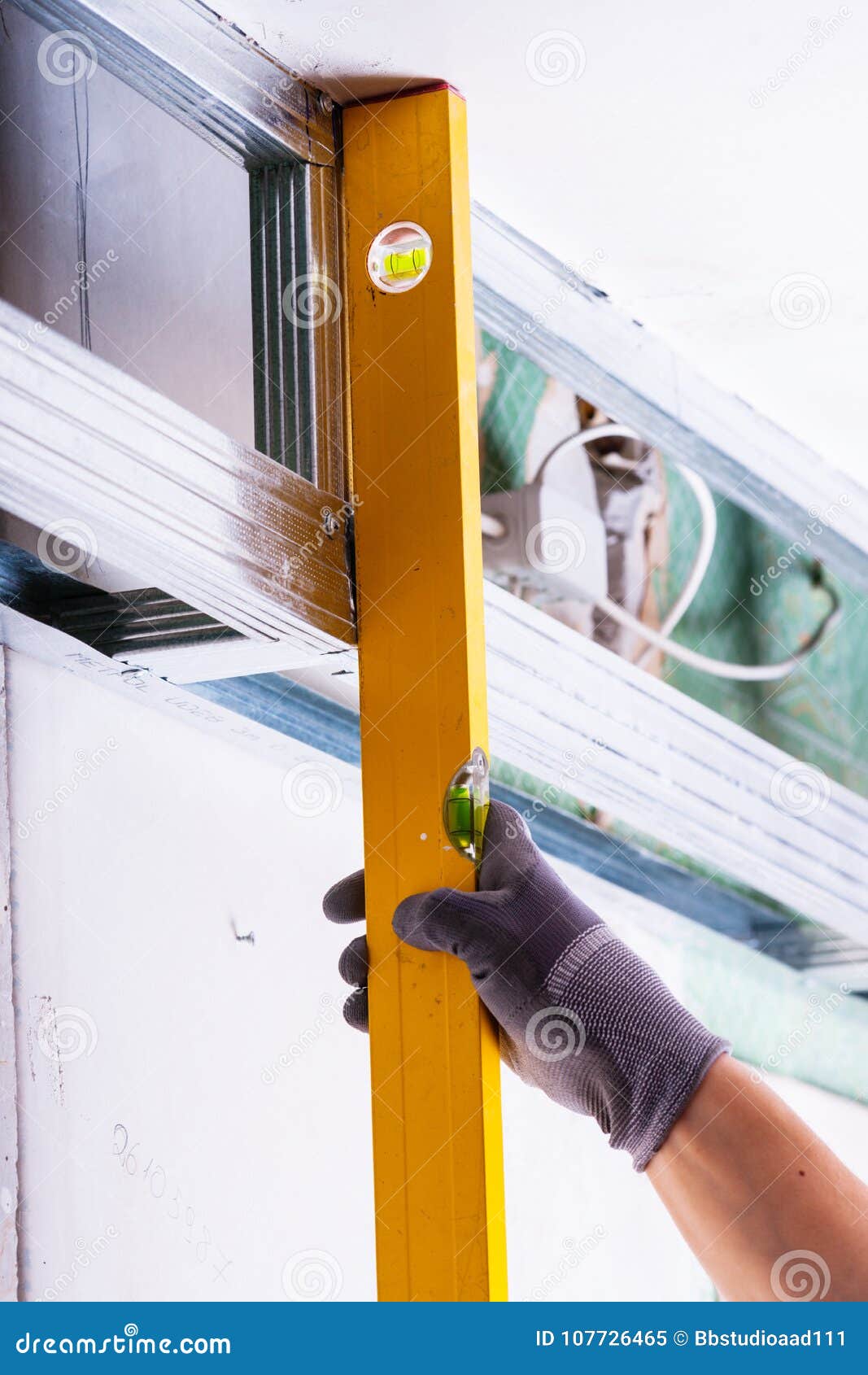Man Hand Using Spirit Level Tool Stock Image - Image of hand, steel ...