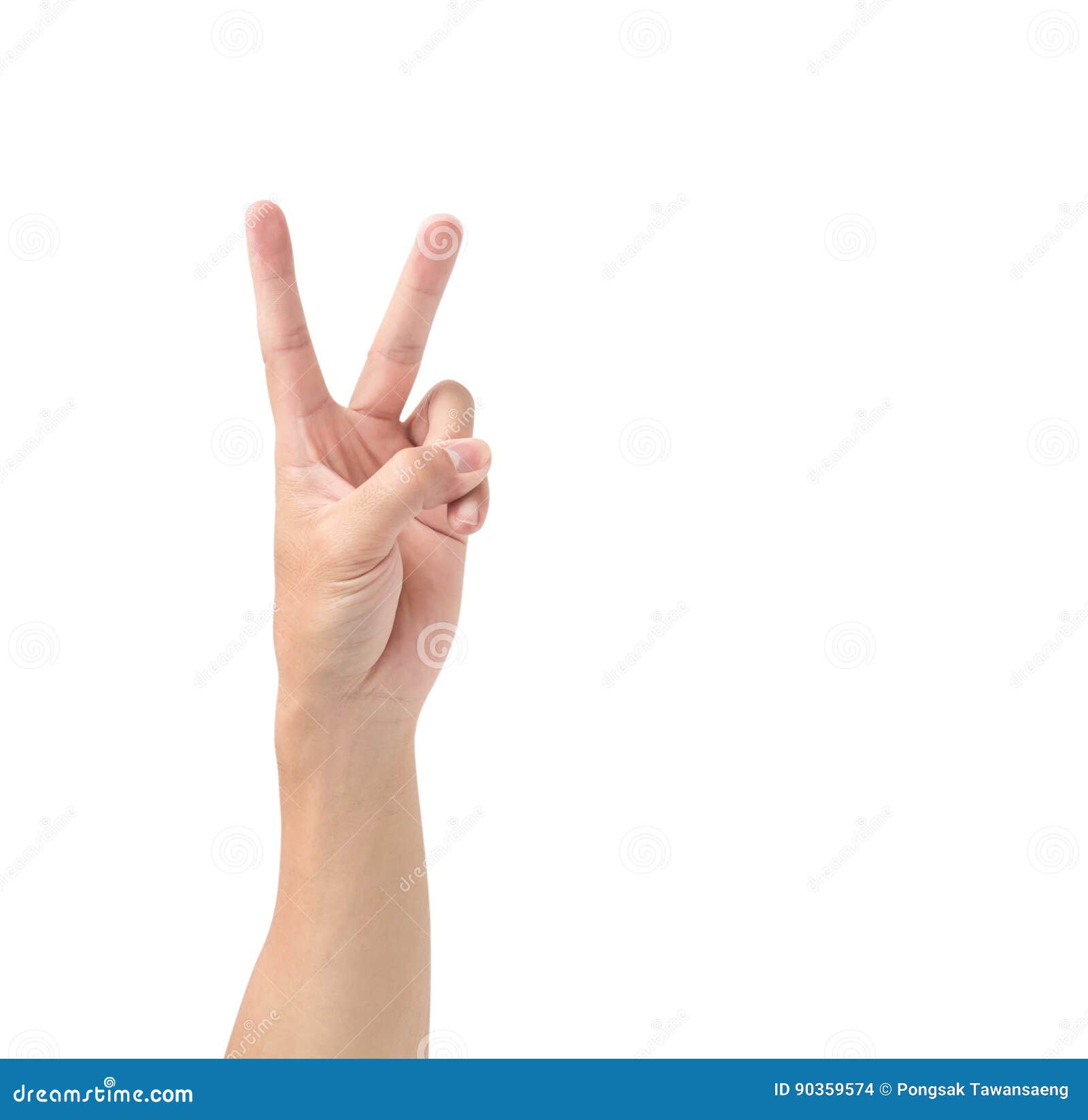 Man Hand V Sign Symbol Isolated on White Background Stock Photo - Image ...