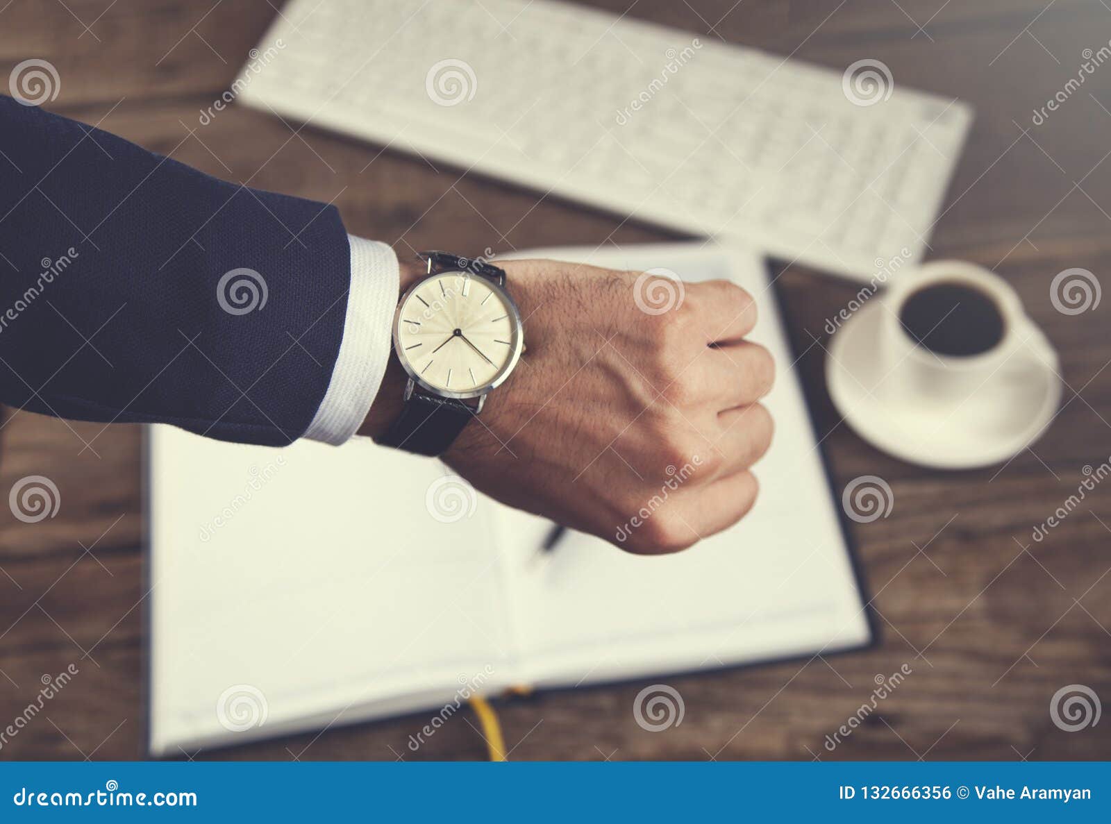 Man Hand Watch on Working Table Stock Photo - Image of wrist, table ...