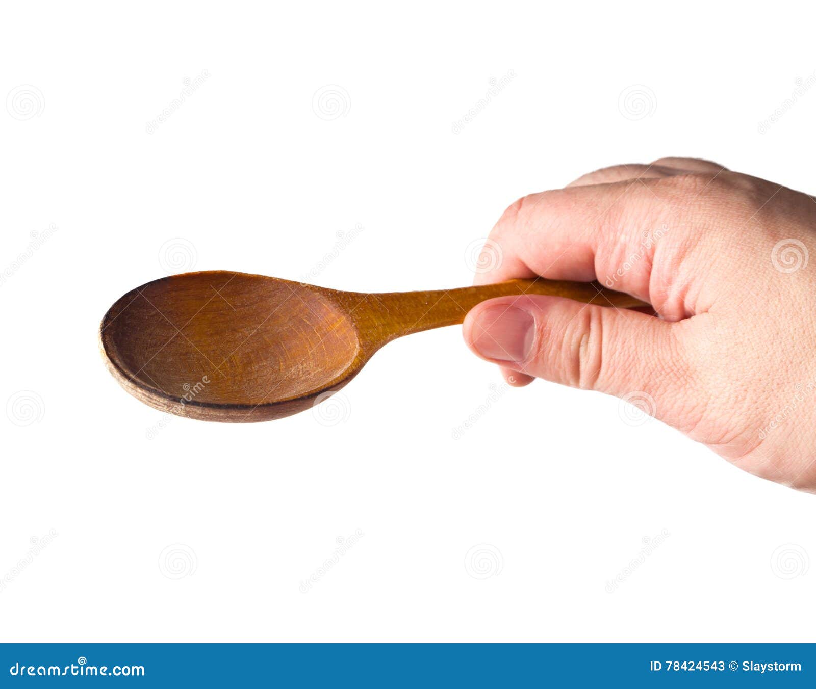 Man hand with wooden spoon stock image. Image of cutout - 78424543