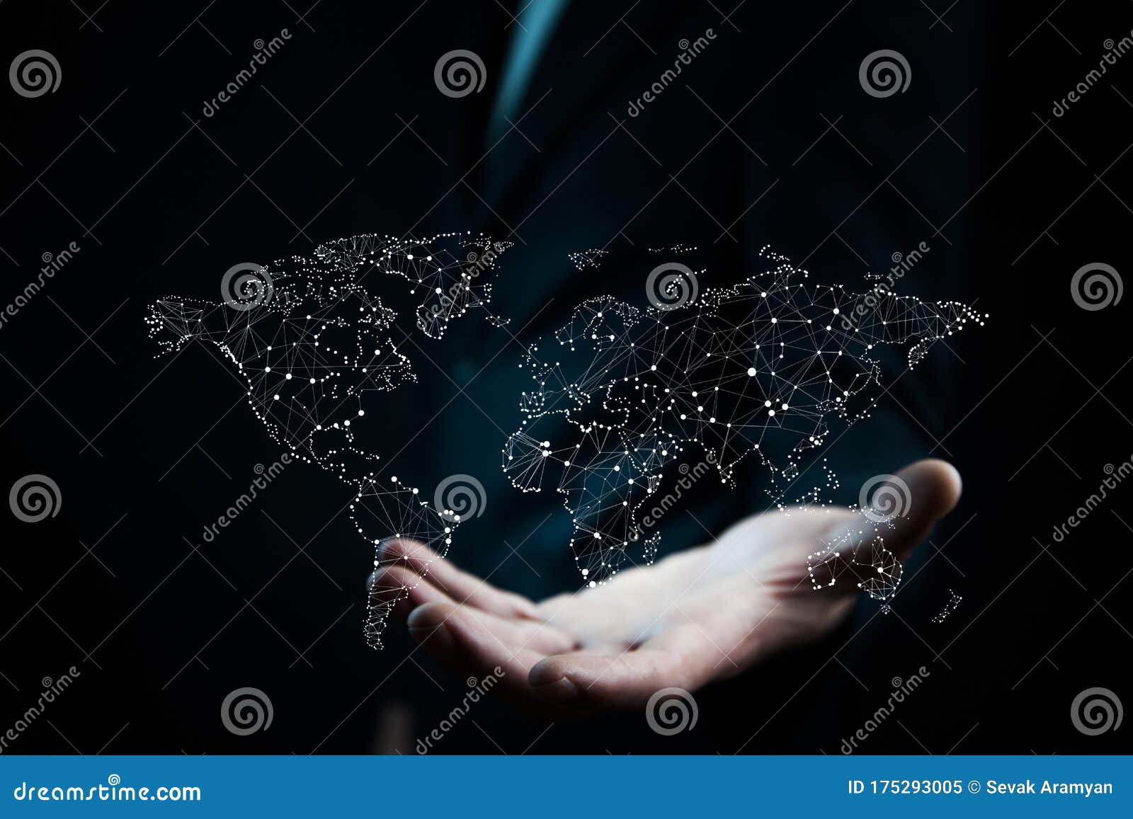 Man hand world map stock image. Image of virtual, display - 175293005