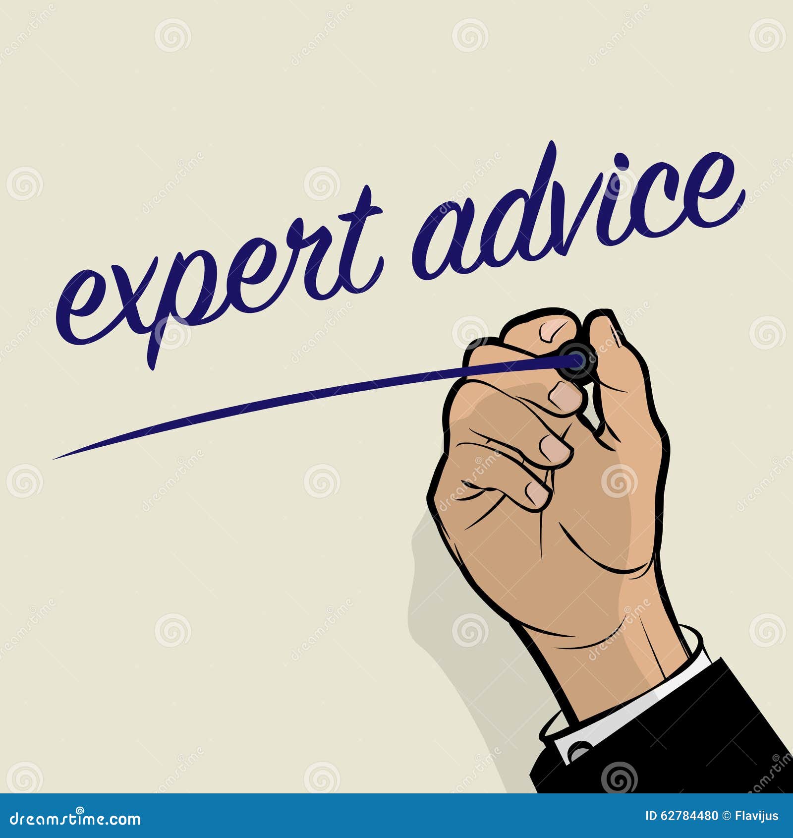 Man Hand Writing Expert Advice Stock Vector - Illustration of finger ...
