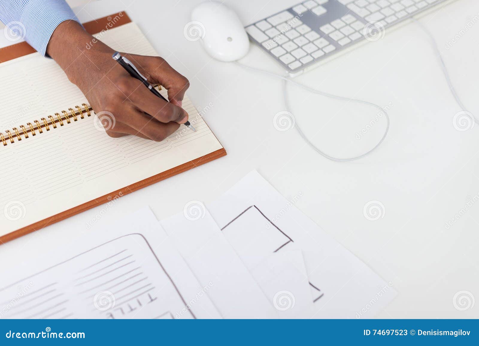 Man Hand Writing in Notebook Stock Image - Image of notebook, hand ...
