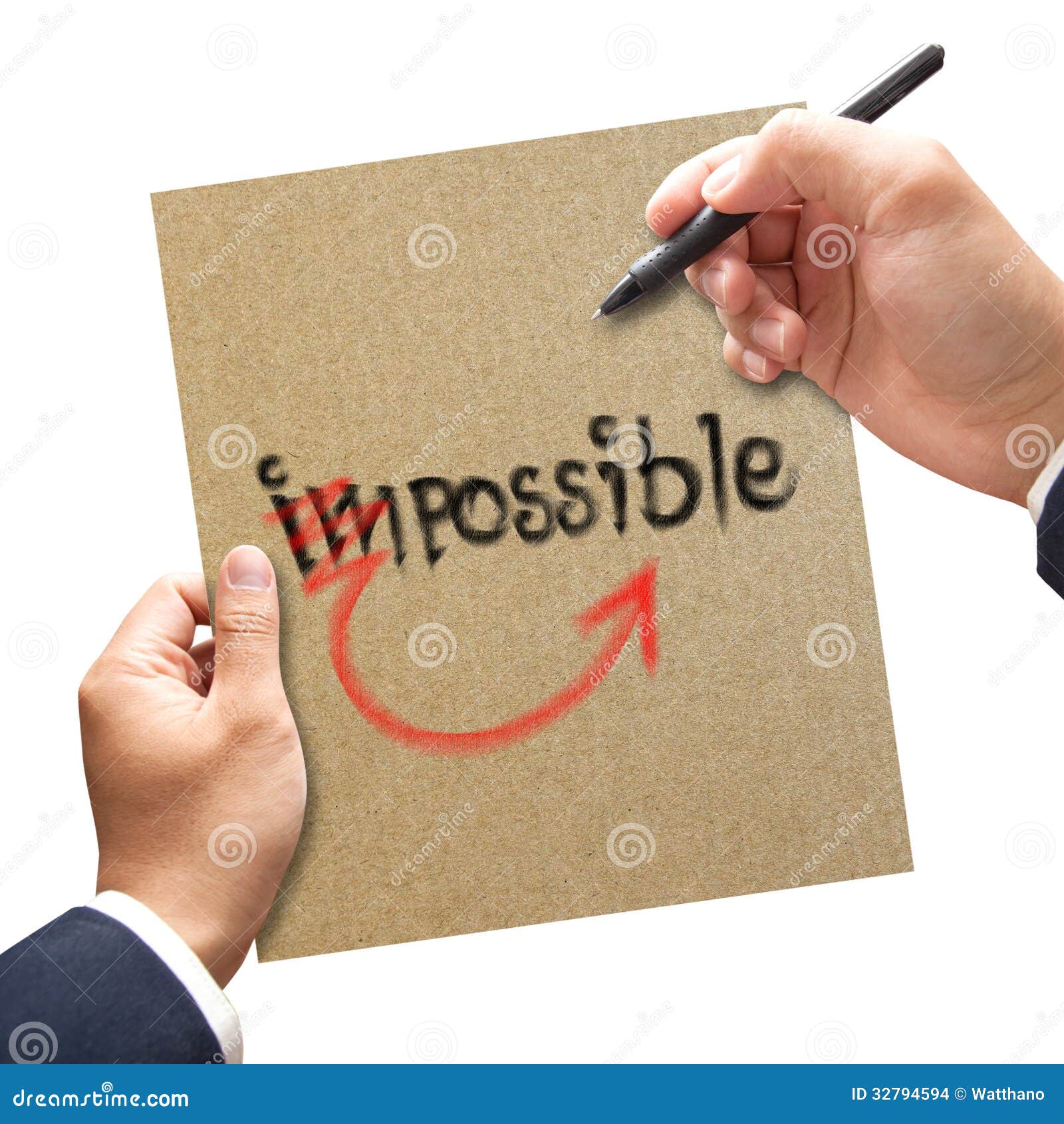 Man Hand Writing Possible from Impossible. Motivation Concept Stock ...