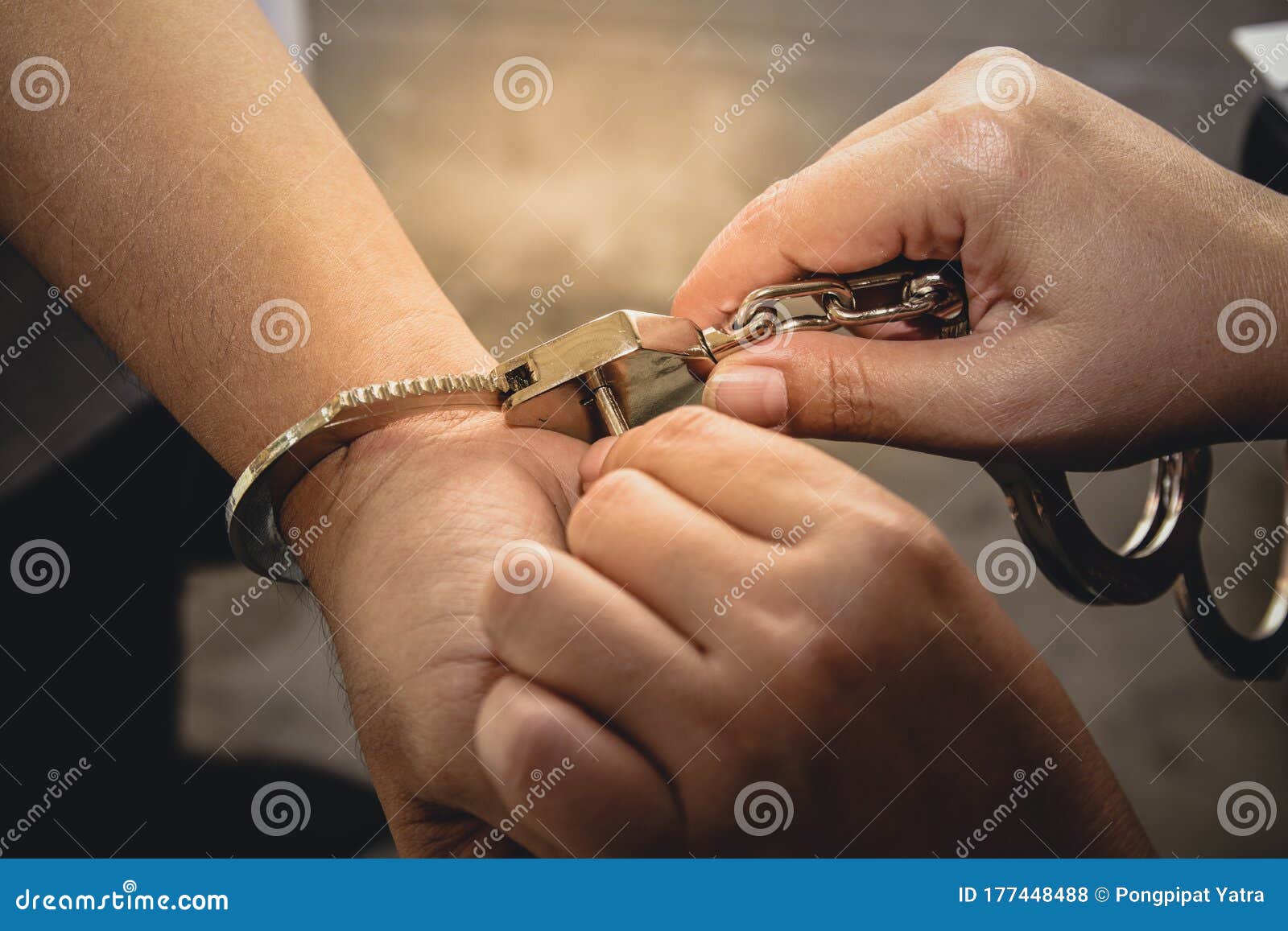 Man is Handcuffed. Concept of Prevention Stock Photo - Image of close ...